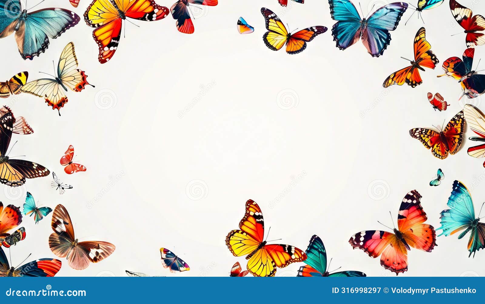 A Circle of Colorful Butterflies Flying Around Stock Image - Image of ...