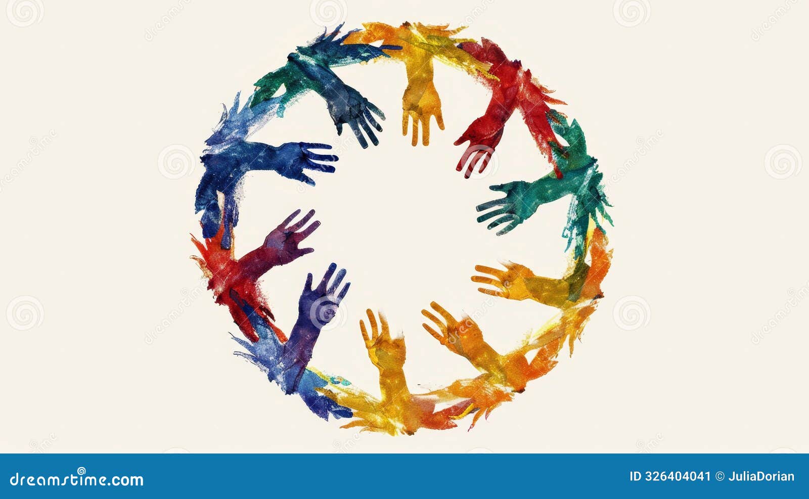 Circle of Colorful Handprints, Collaboration, Diversity, and Unity ...