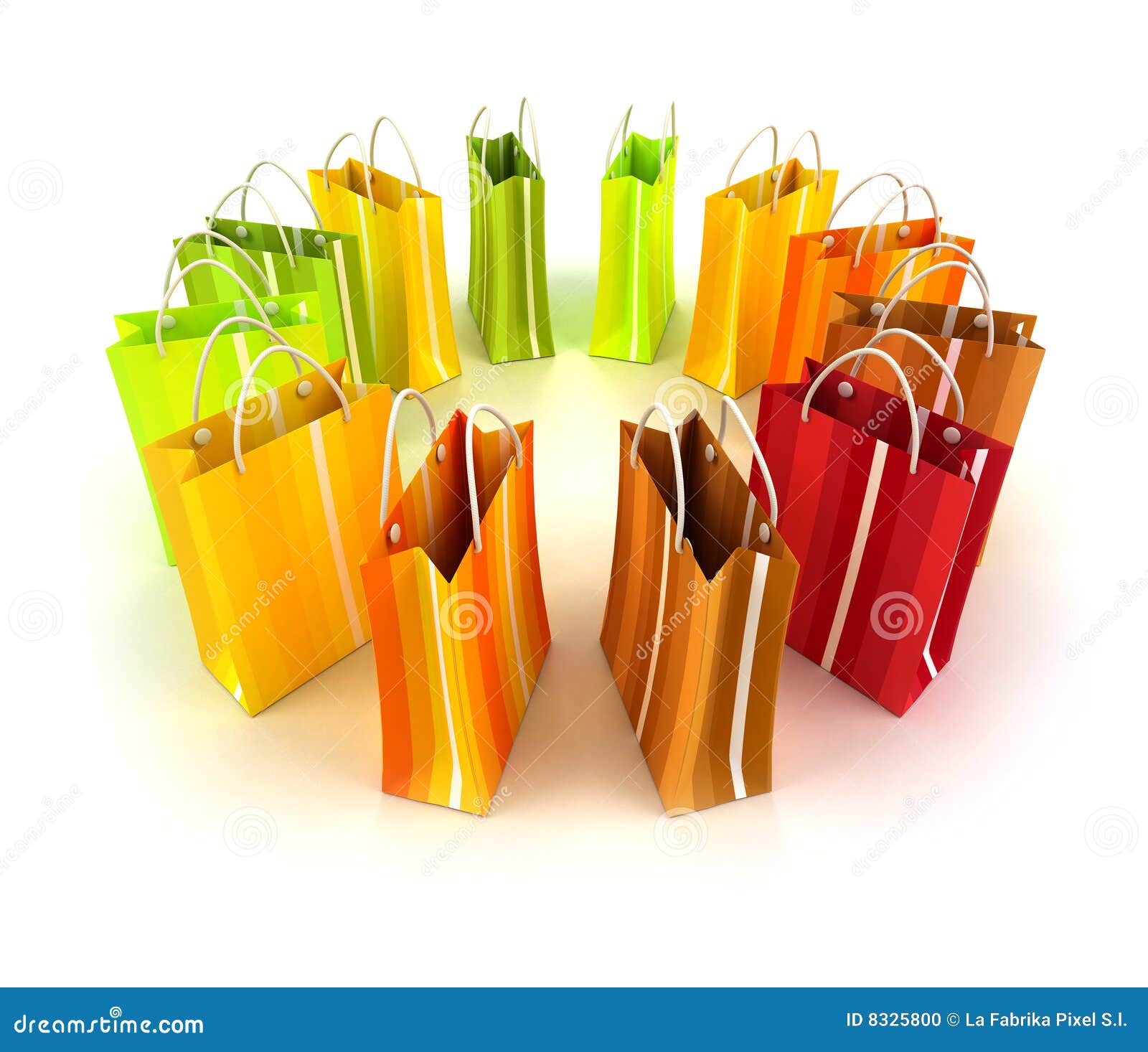Circle of Colourful Striped Shopping Bags Stock Illustration ...