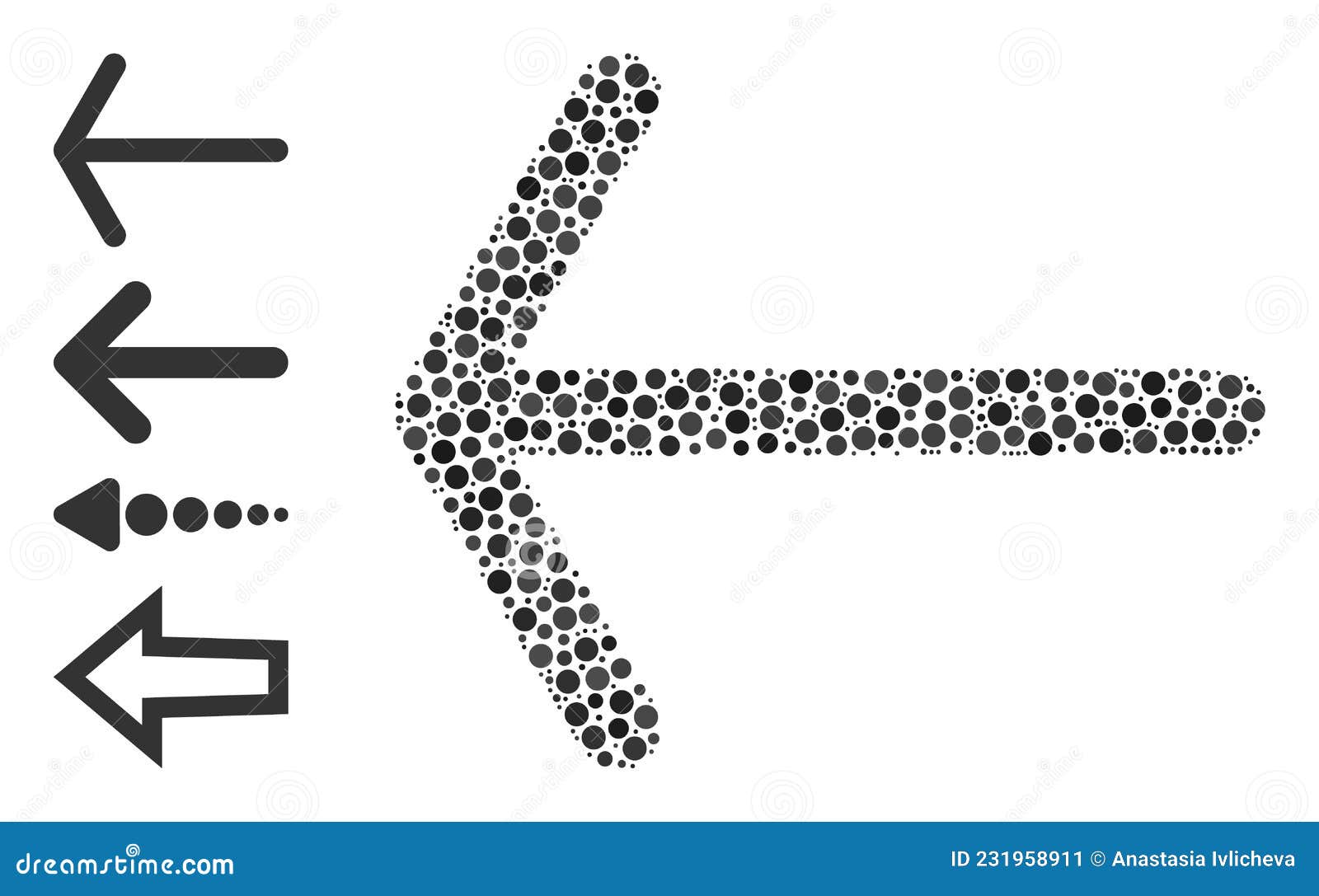 Dotted Arrow Left Collage of Circles and Similar Icons Stock Vector ...