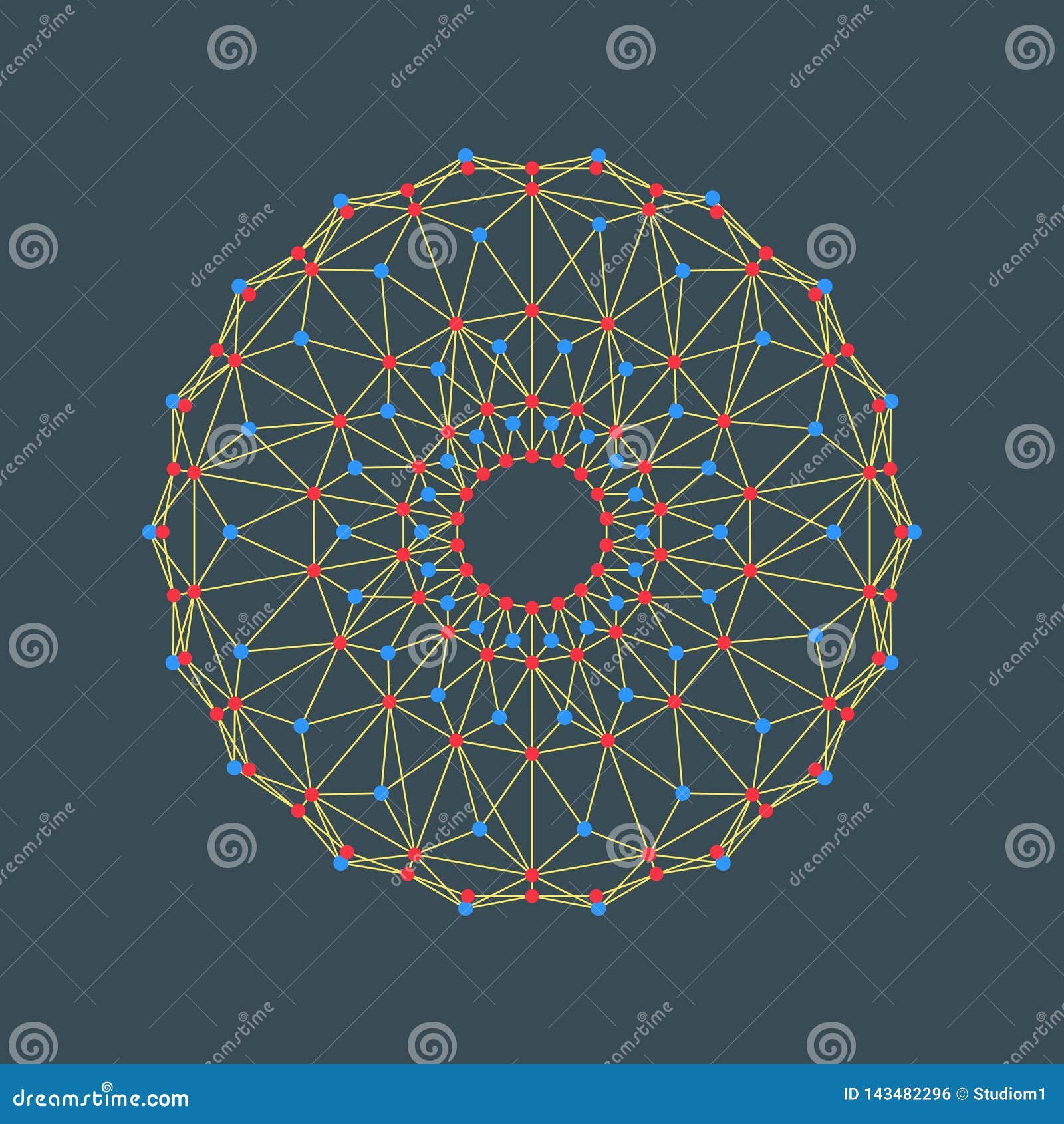 A Circle Composed of Dots and Lines. Wireframe Vector Illustration. 3D ...