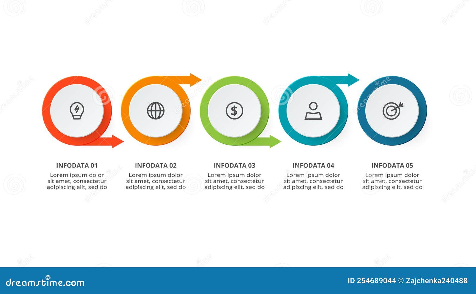 Circle Concept for Infographic with 5 Steps, Options, Parts or ...