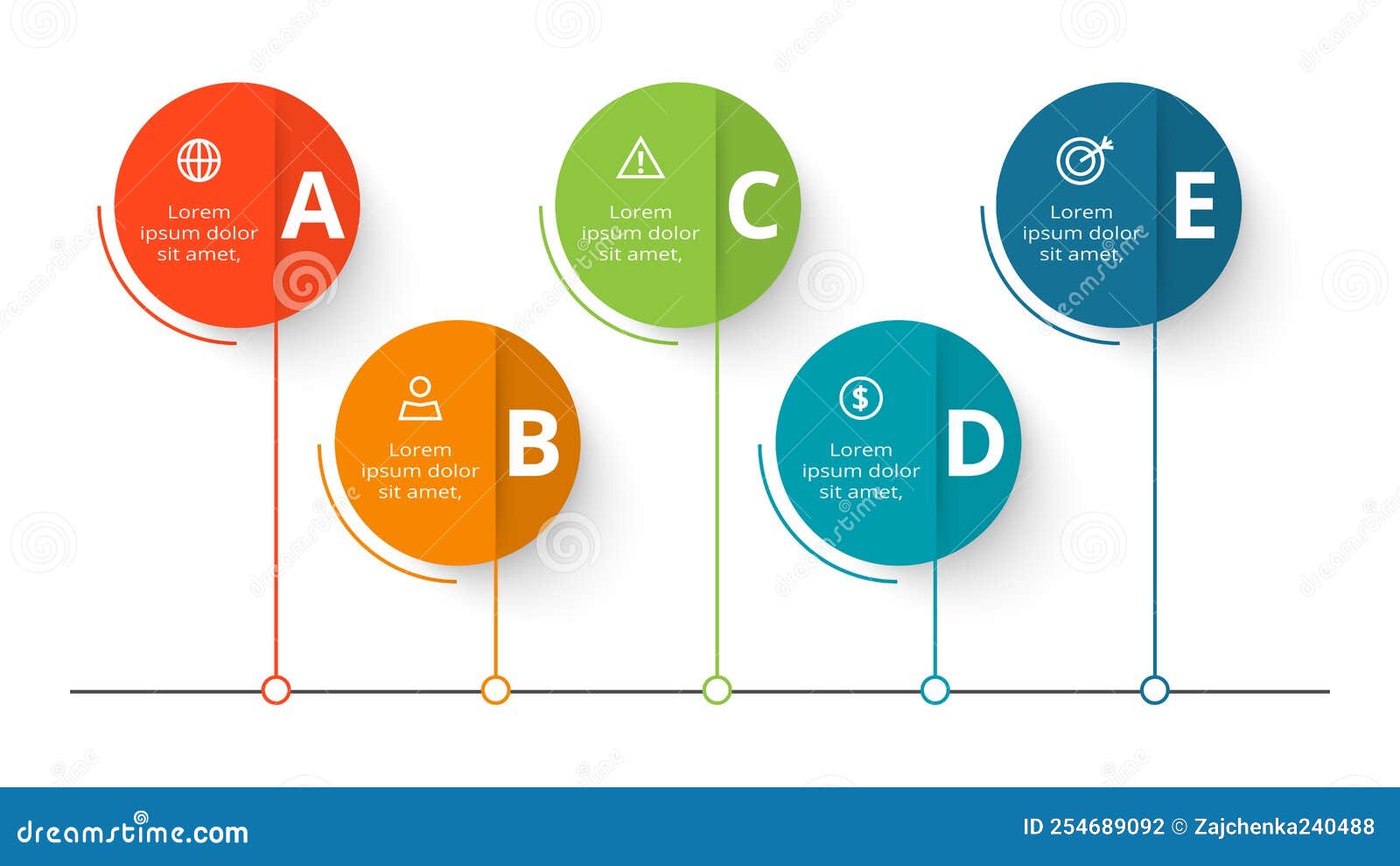 Circle Concept for Infographic with 5 Steps, Options, Parts or ...