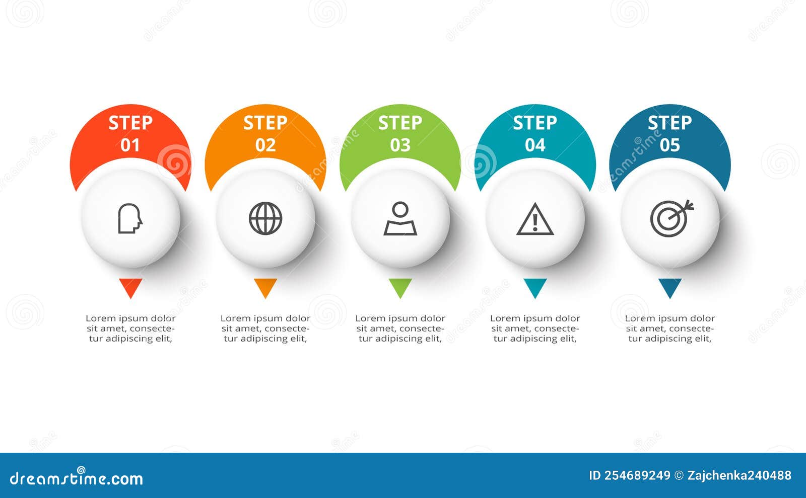 Circle Concept for Infographic with 5 Steps, Options, Parts or ...