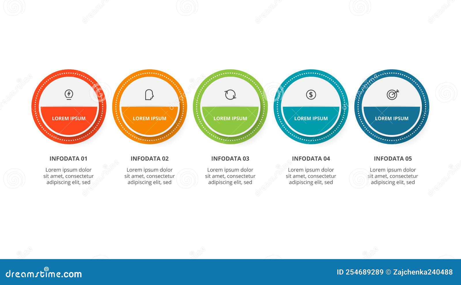 Circle Concept for Infographic with 5 Steps, Options, Parts or ...