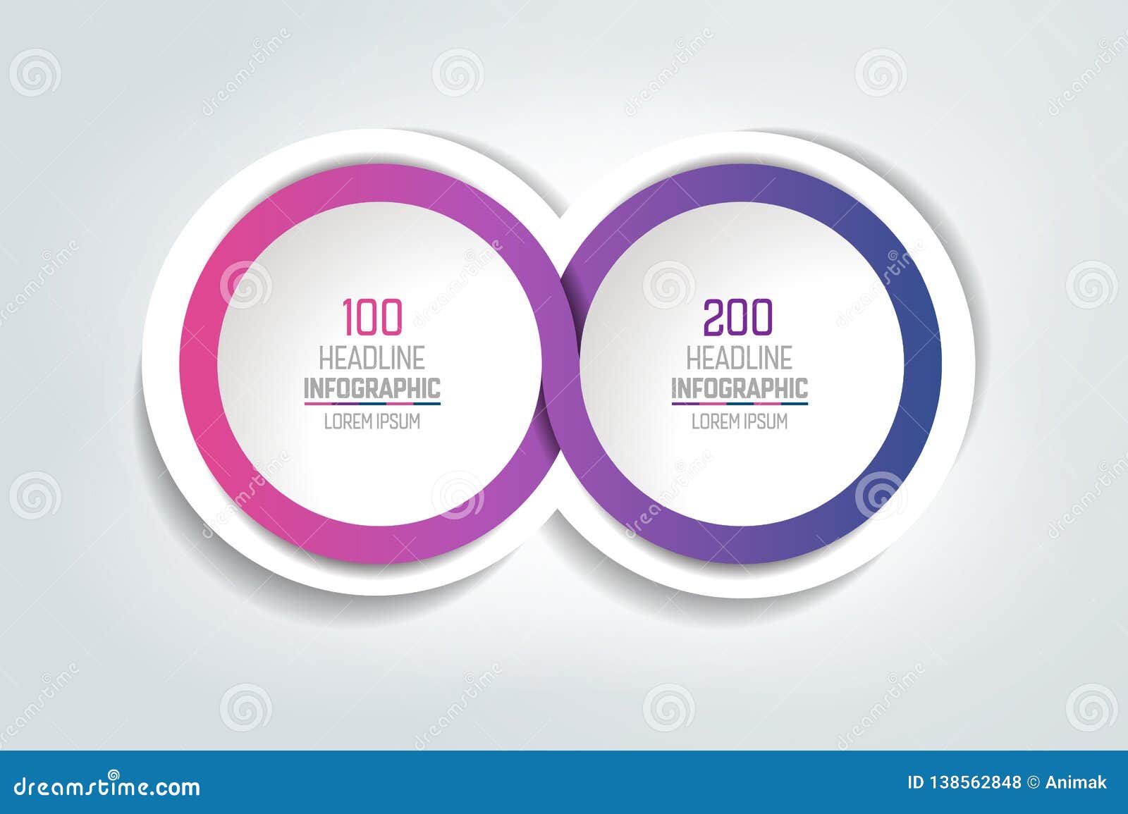 2 Circle Connected 3D Infographic. Two Labels Stock Vector ...