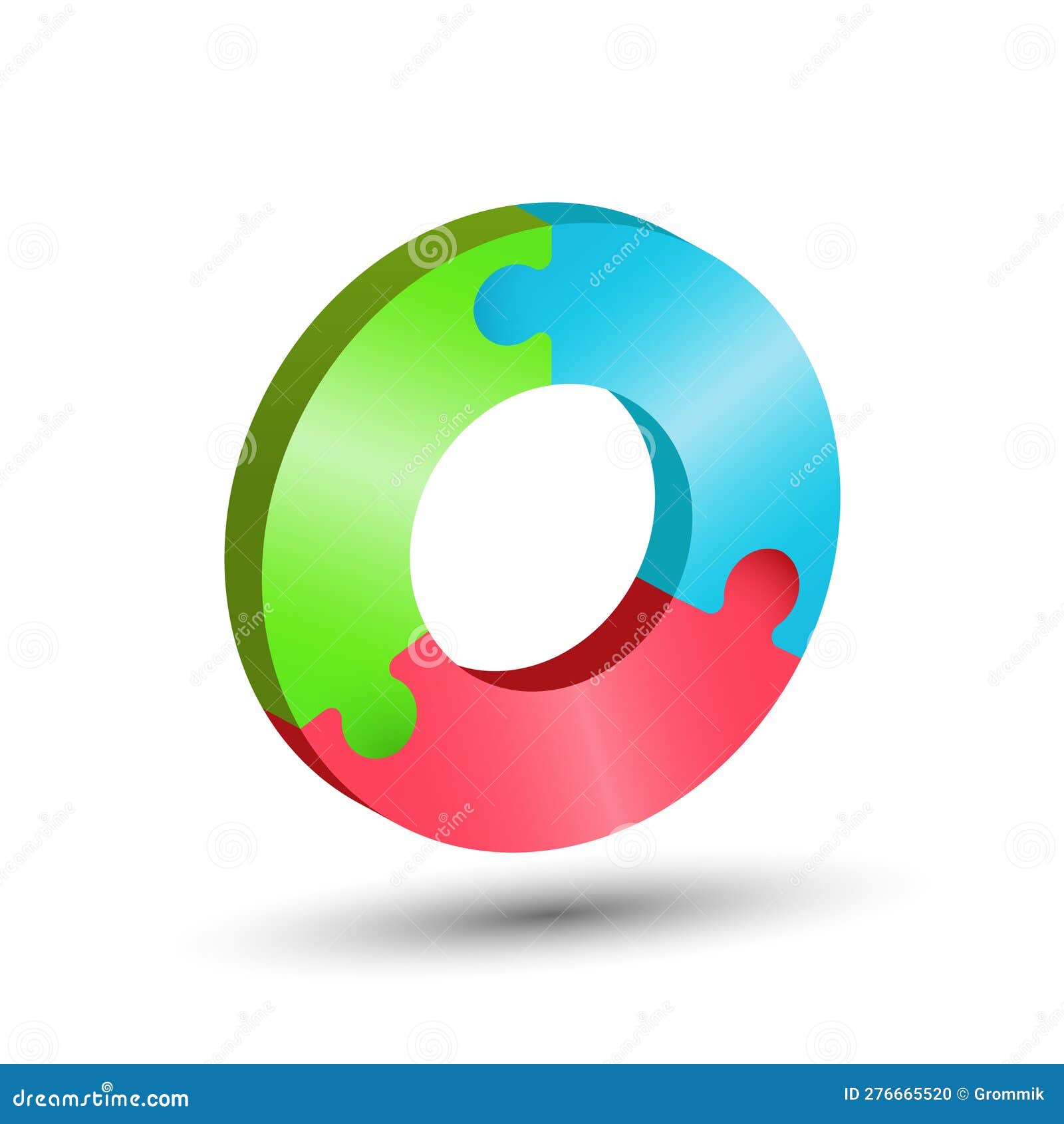 The Circle Consists of 3 Puzzle Pieces. 3d Illustration for Creative ...