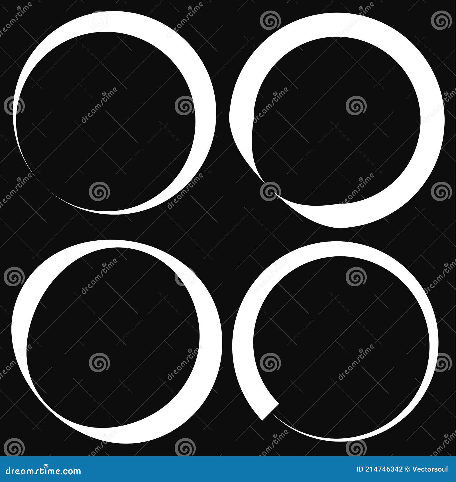 Circle Contour on Black. Simple Circle Circlet, Ring Design Element ...