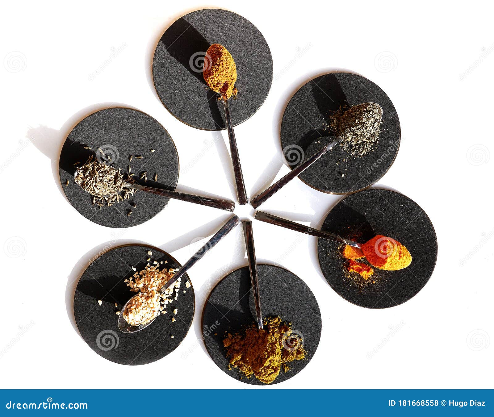 Circle of Cooking Spices in Spoons Stock Photo - Image of colourful ...