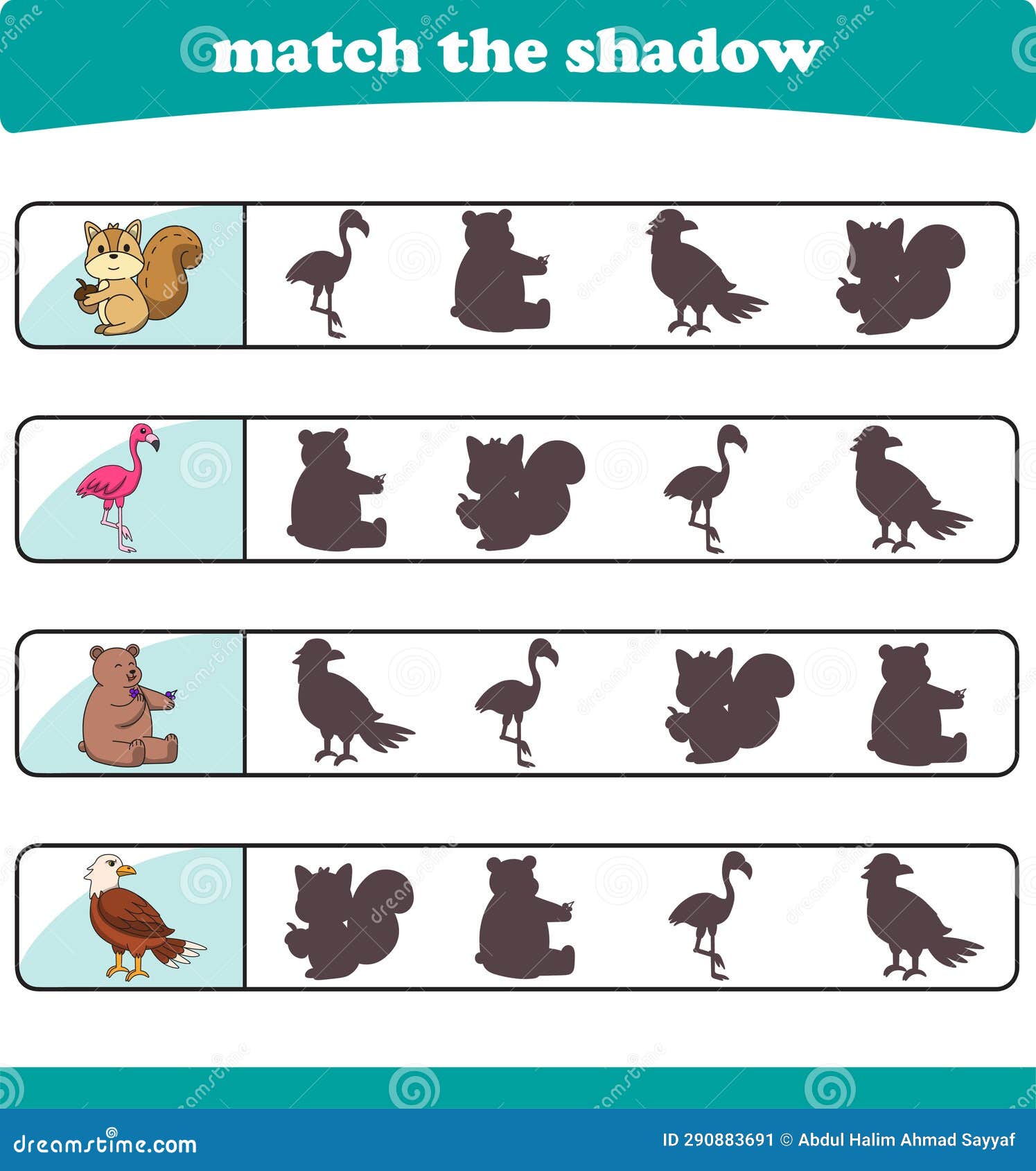 Find The Correct Animal Shadow. Logic Educational Games For Kids ...