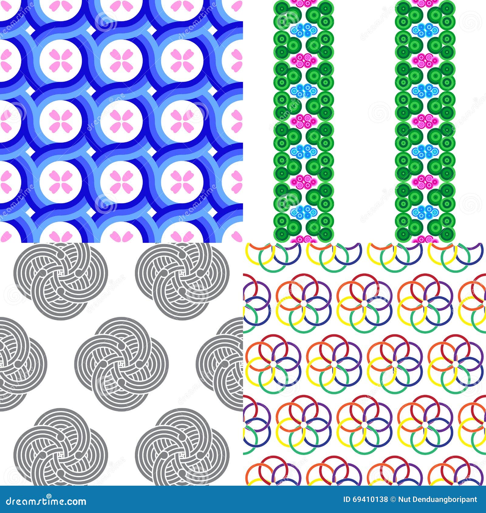 Circle Curl Seamless Pattern Stock Vector - Illustration of geometric ...