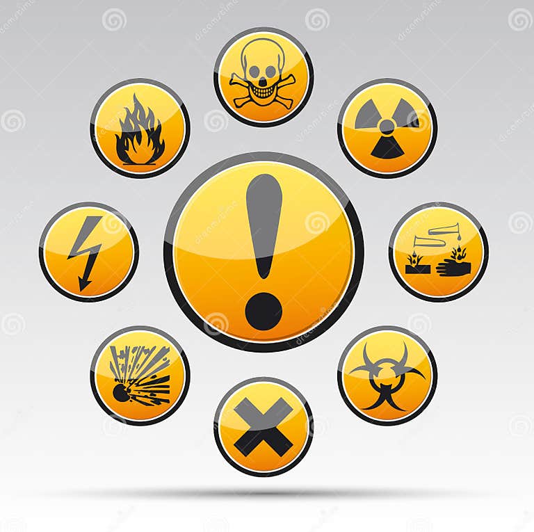 Circle Danger Sign Collection Stock Vector - Illustration of icon, area ...