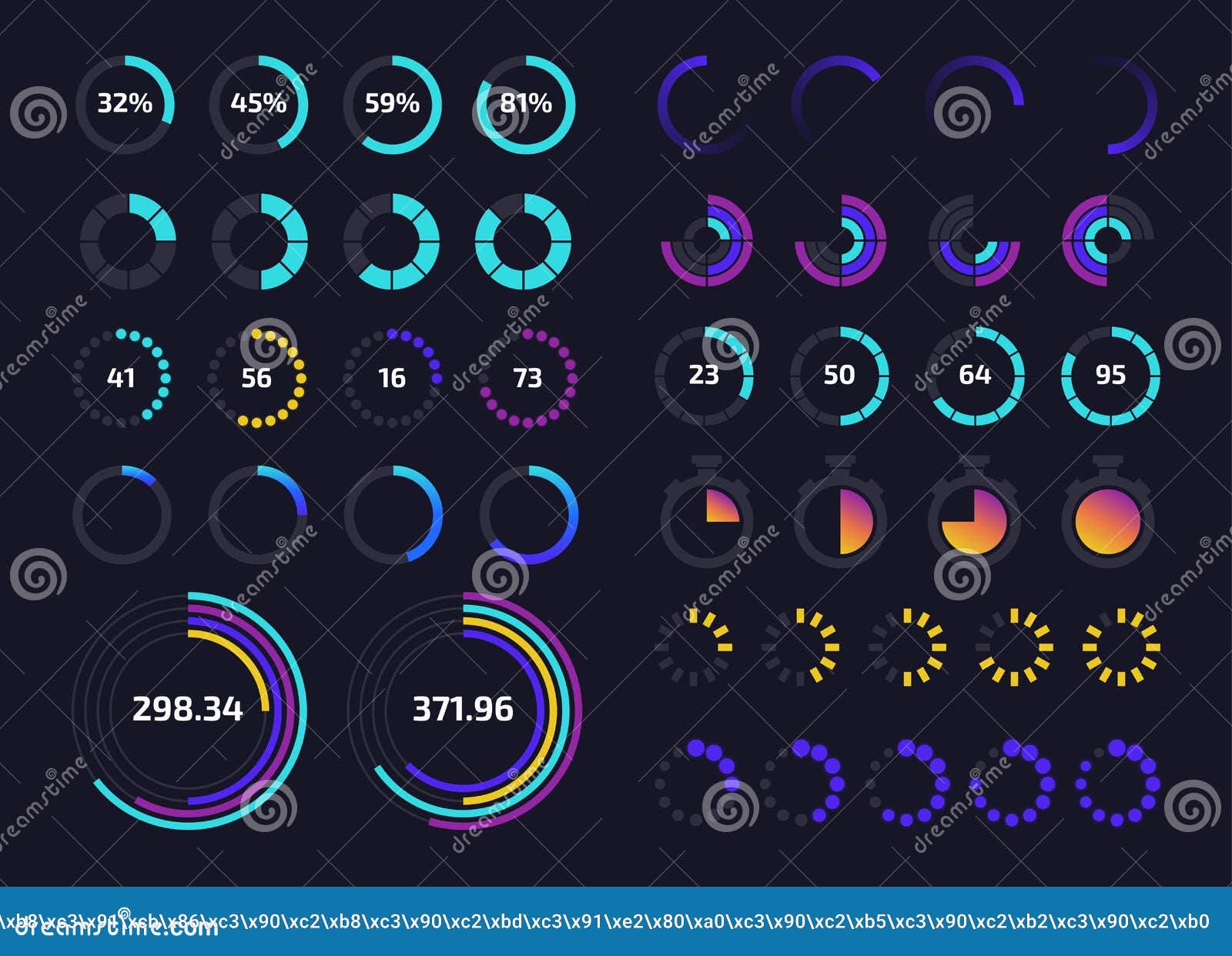 Circle Dashboard UI. Round Progress Bar and Download Status Application ...