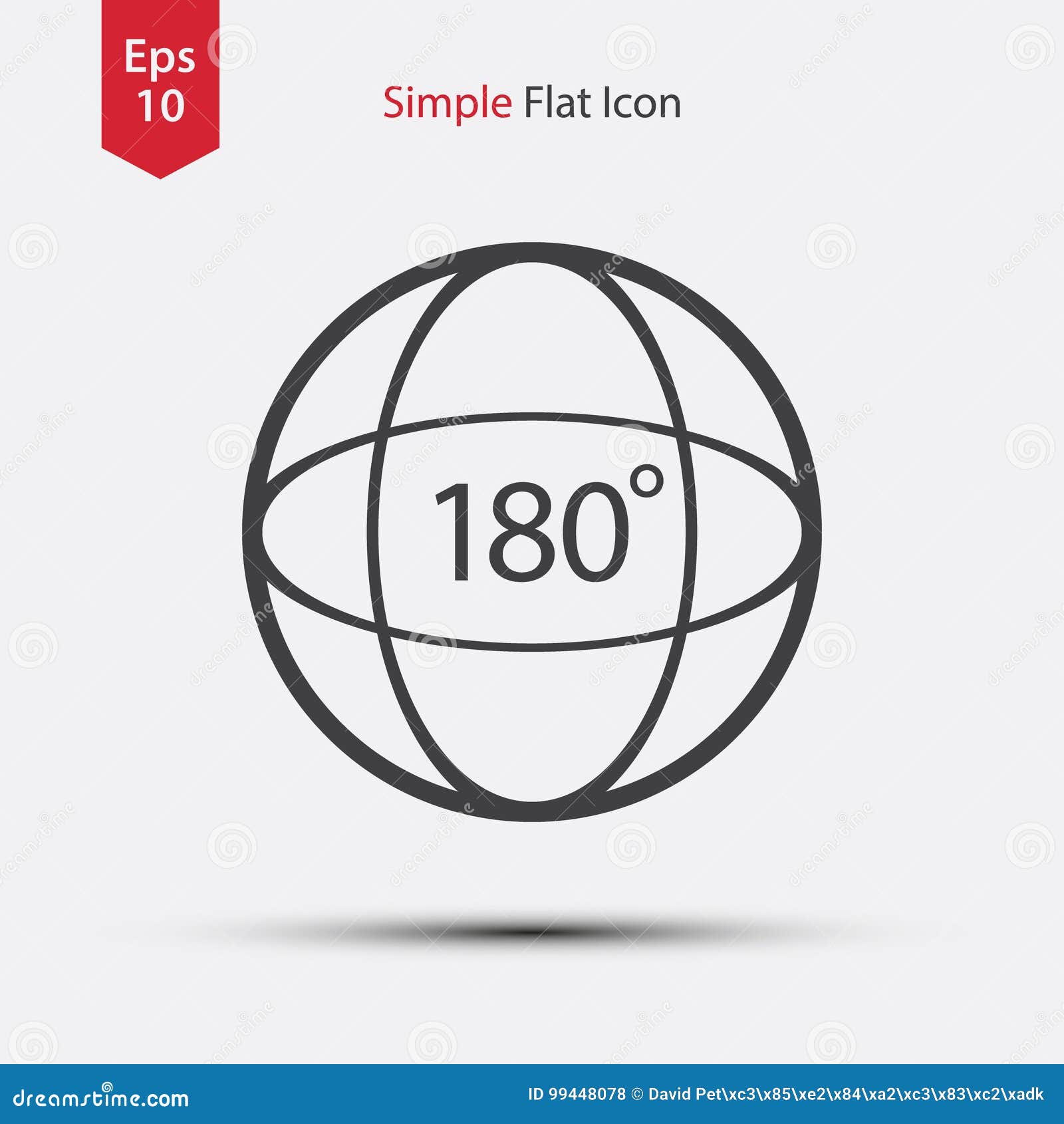 Circle 180 Degree Text Inside. Simple Sign of 180 Degree Video. Vector ...