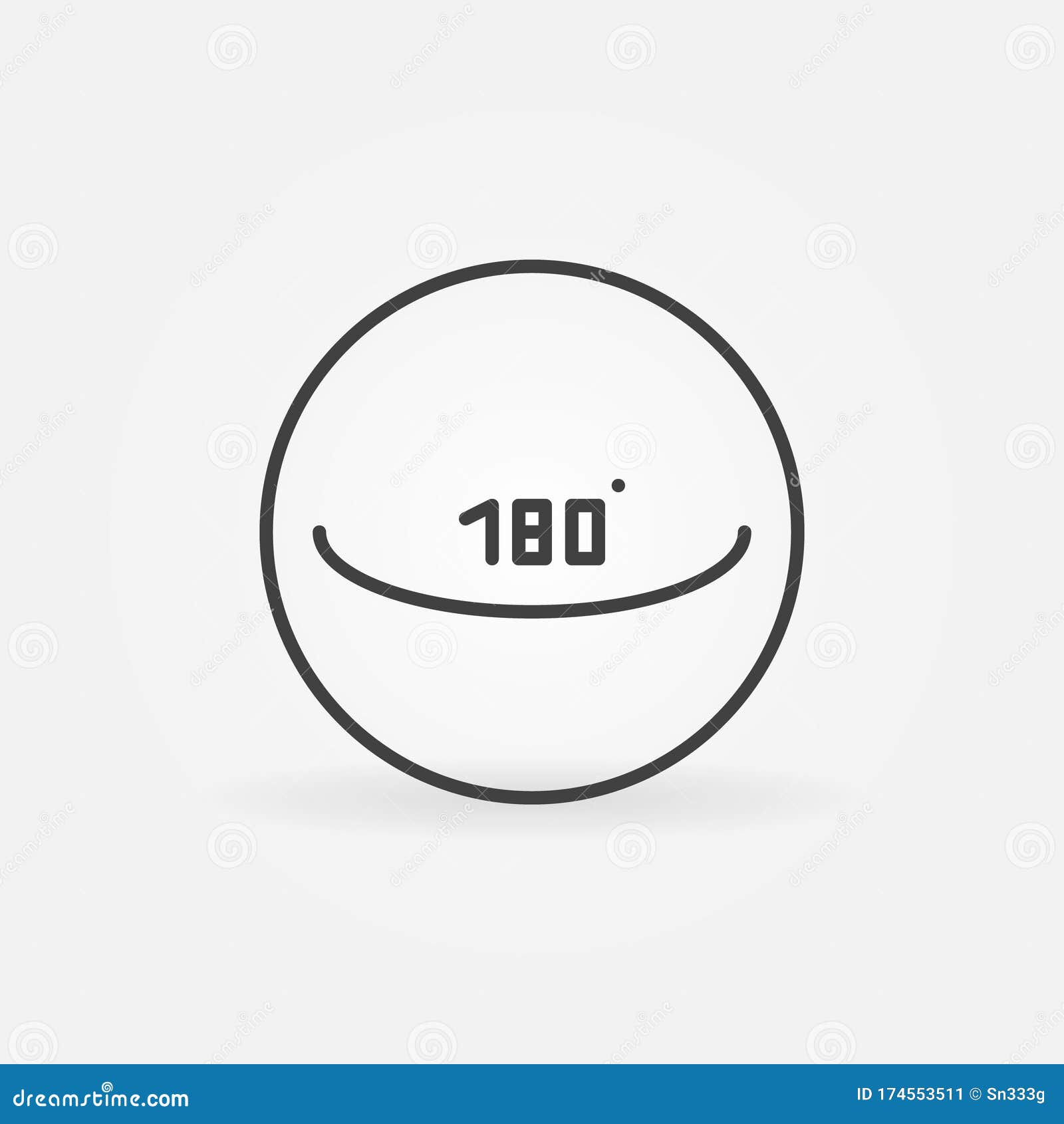 Circle with 180 Degrees Vector Concept Icon in Thin Line Style Stock ...