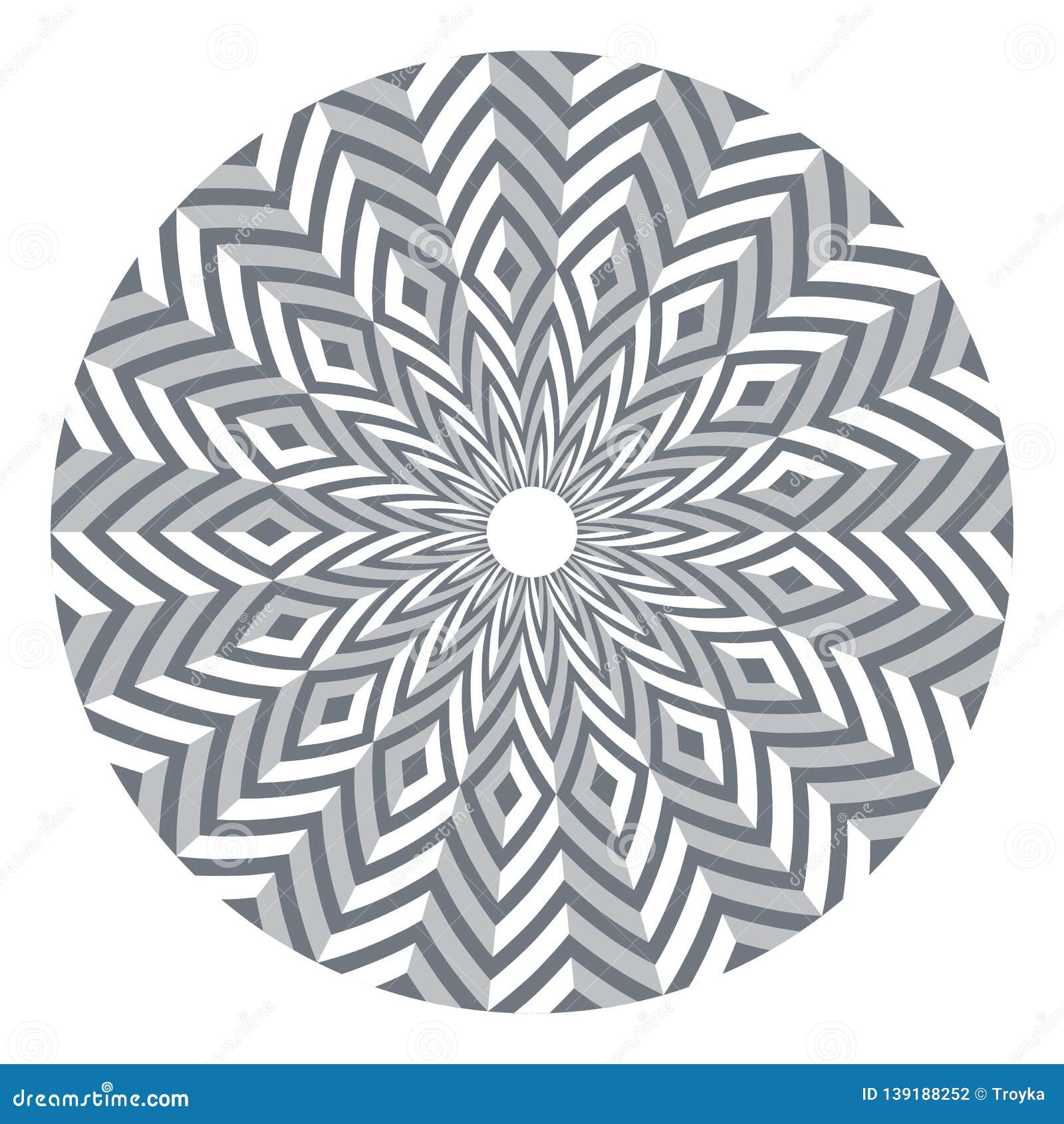 Circle Design. 3d Diamonds and Zigzags Pattern. Geometric Texture Stock ...