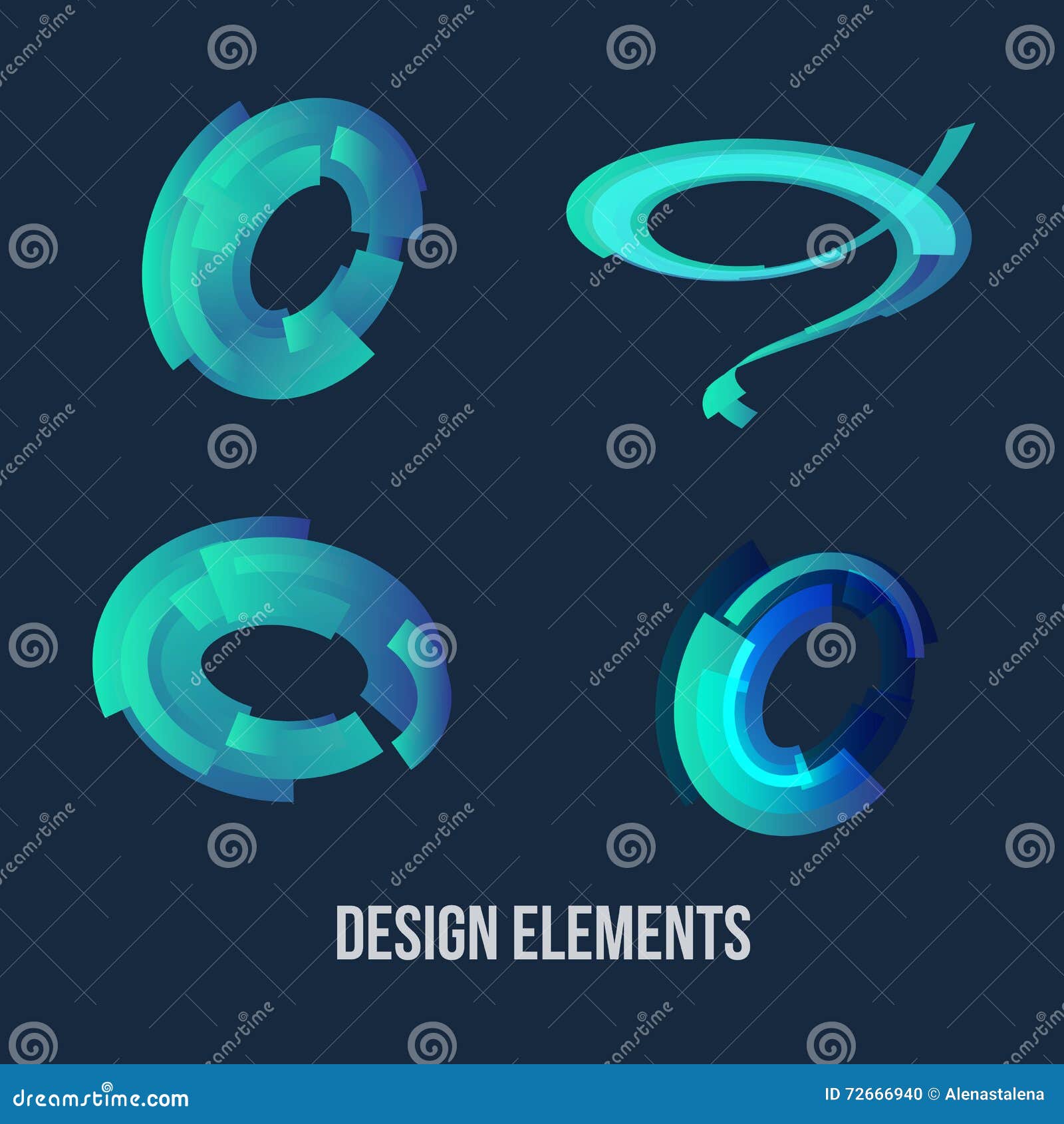 Circle Design Element Set. Business Blue Circle Icon. Corporate ...