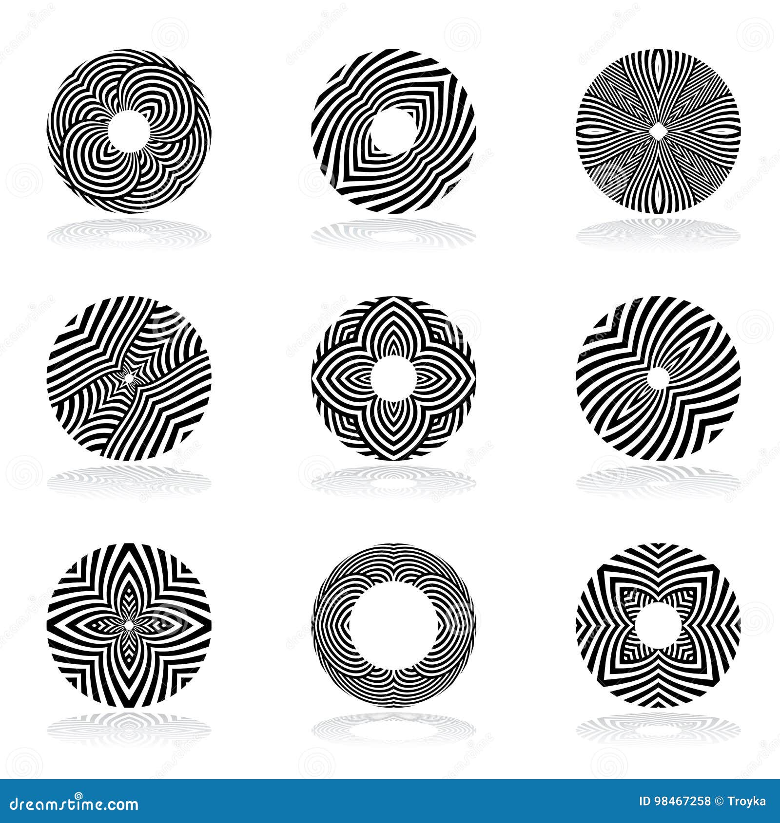Circle Design Elements. Lines Patterns. Stock Vector - Illustration of ...
