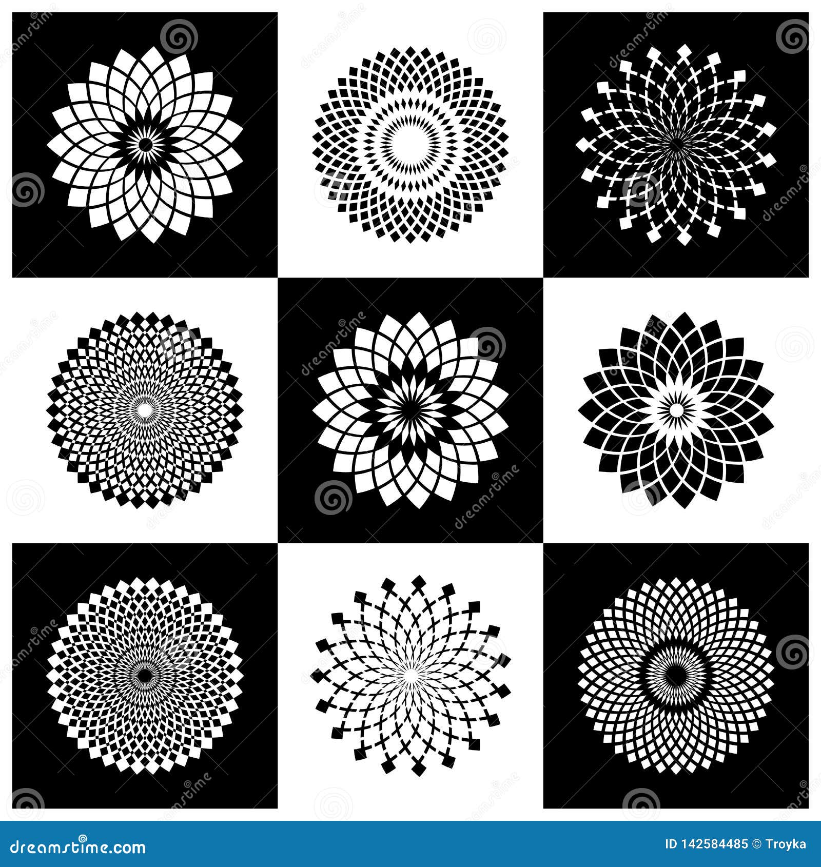 Circle Design Elements Set. Abstract Round Geometric Patterns Stock ...