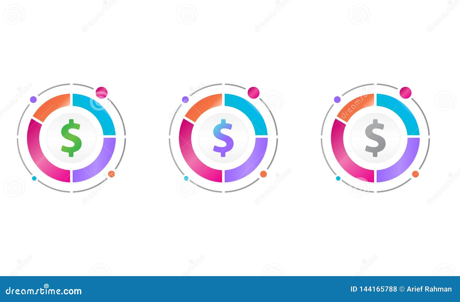 Circle Diagram with Dollar Icon . Vector Icon Concept Stock Vector ...