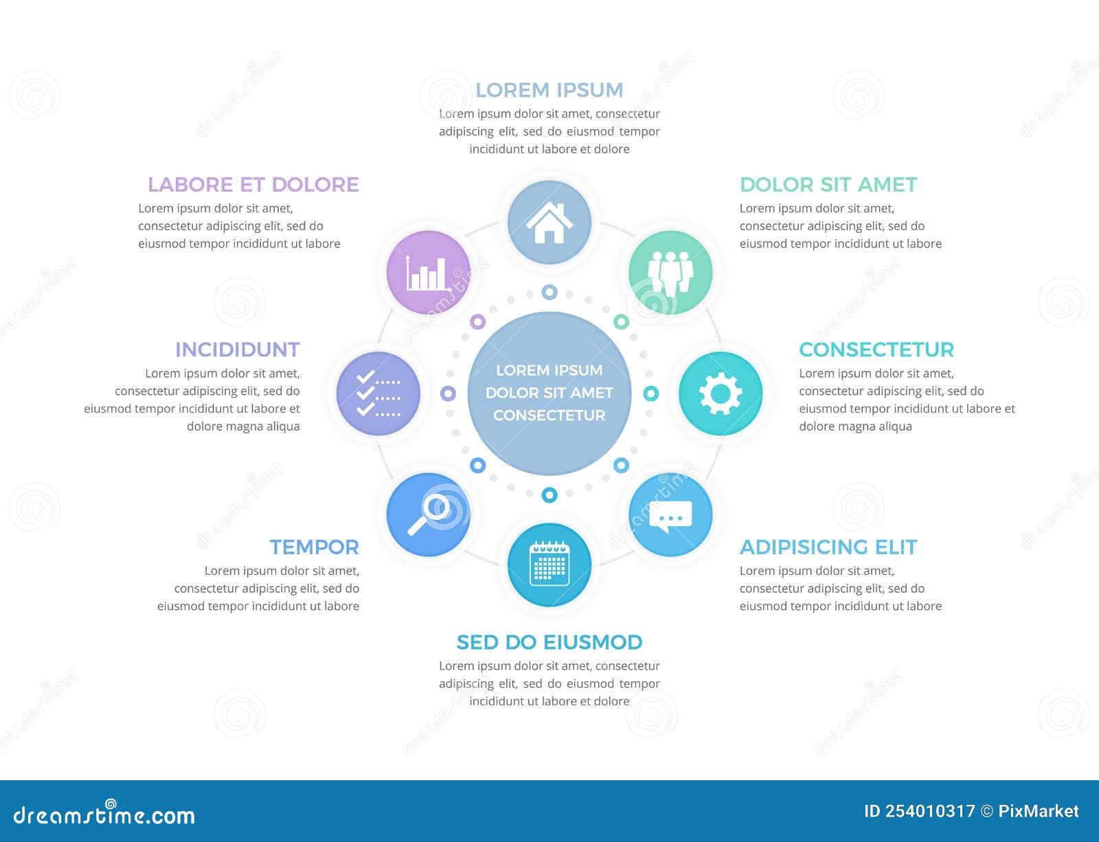 Circle Diagram - Eight Elements Stock Vector - Illustration of project ...