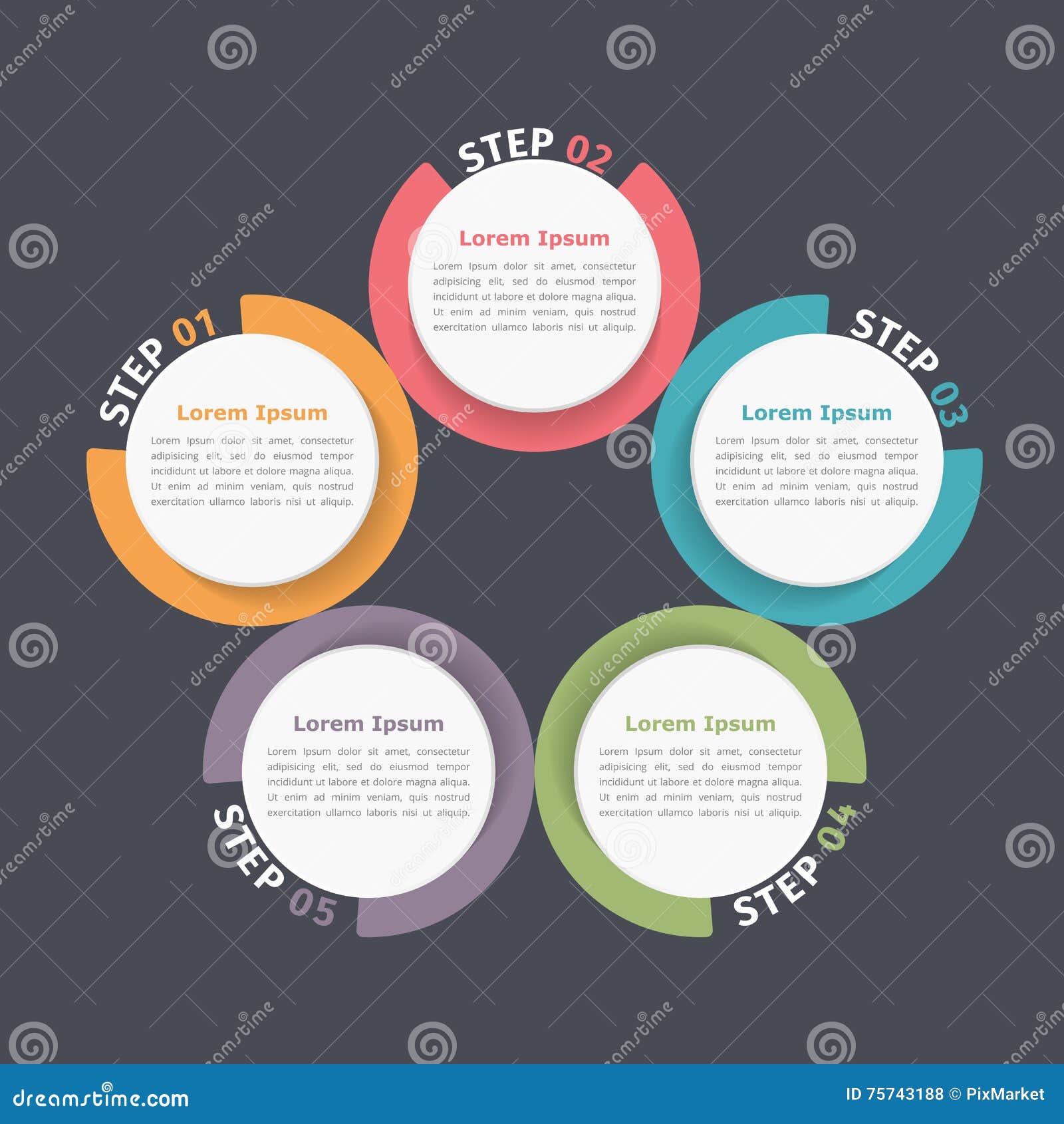Circle Diagram Five Elements Stock Vector - Illustration of circle ...