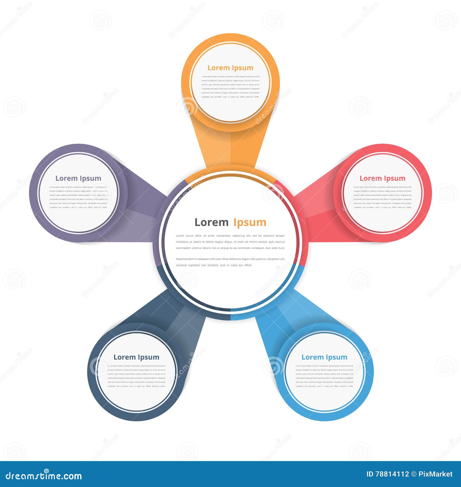 Circle Diagram with Five Elements Stock Vector - Illustration of ...