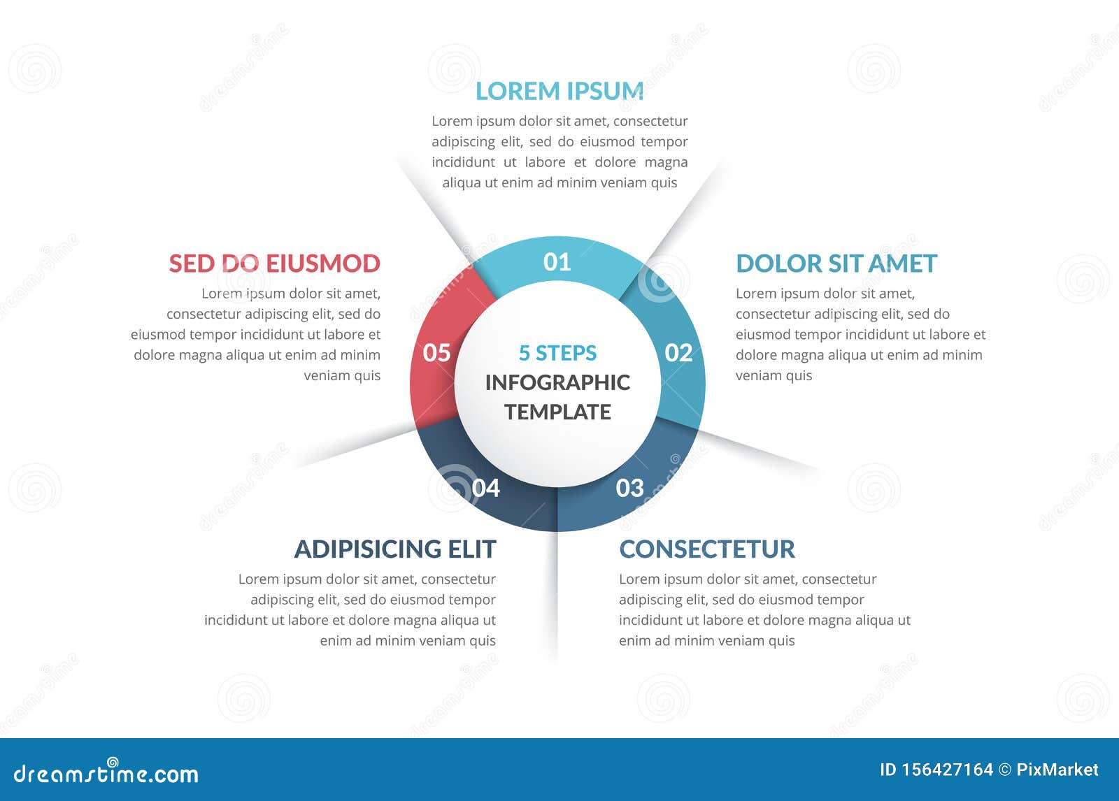 Circle Diagram with Five Elements Stock Vector - Illustration of ...