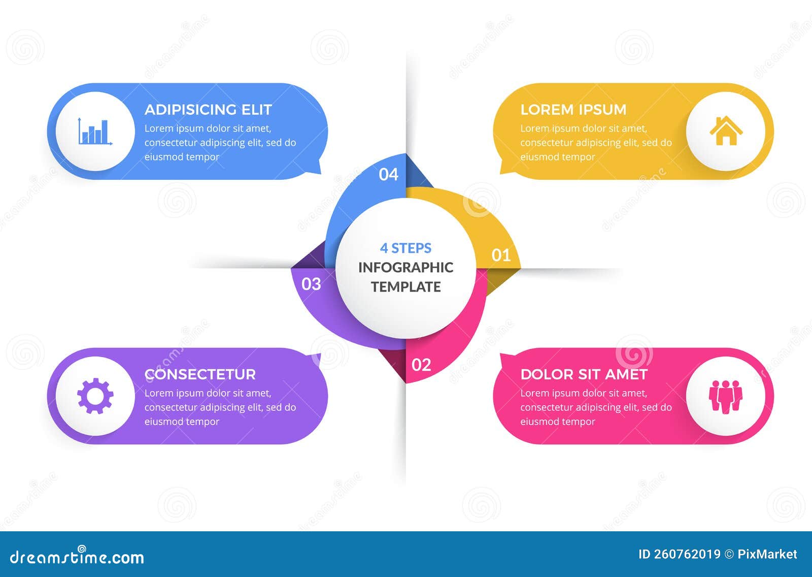 Circle Diagram with Four Elements Stock Vector - Illustration of info, place: 260762019