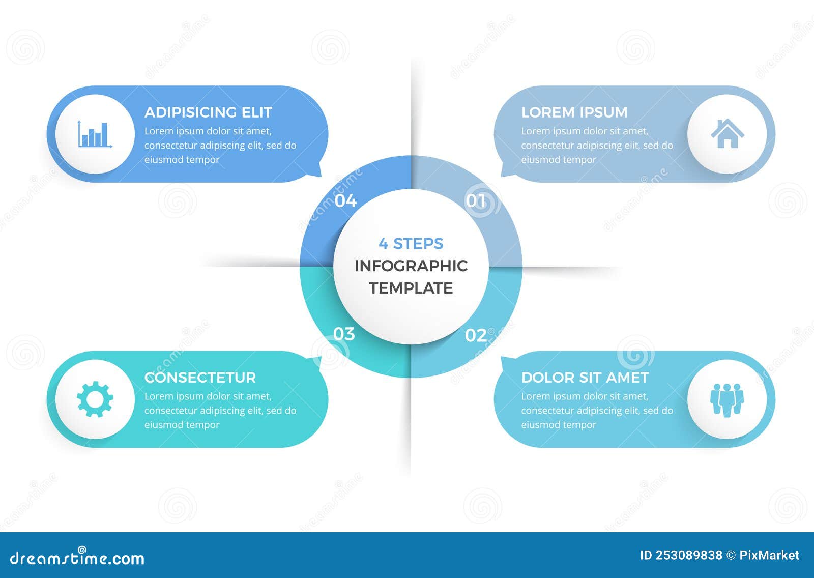 Circle Diagram with Four Elements Stock Vector - Illustration of ...