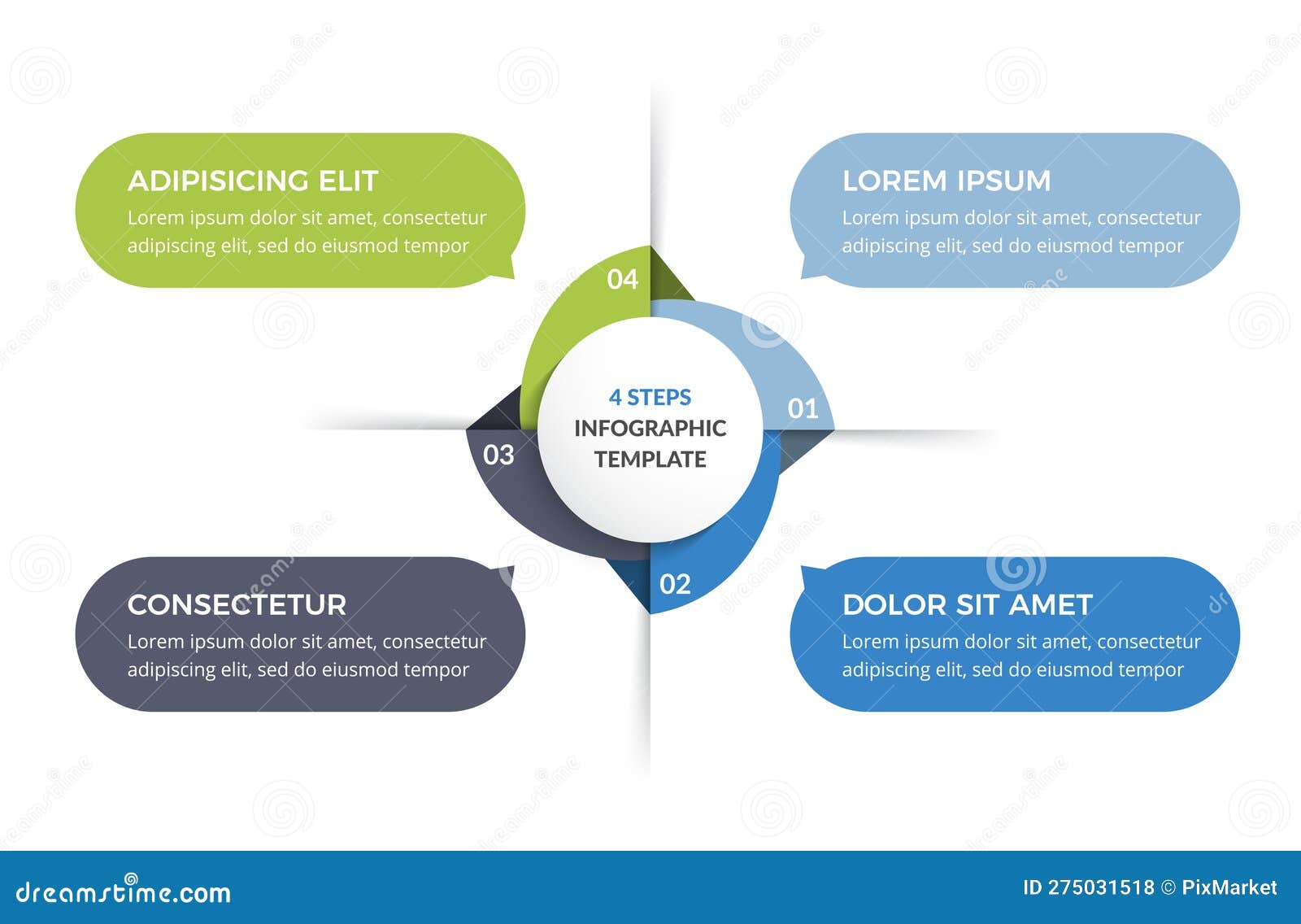 Circle Diagram with Four Elements Stock Vector - Illustration of flow ...
