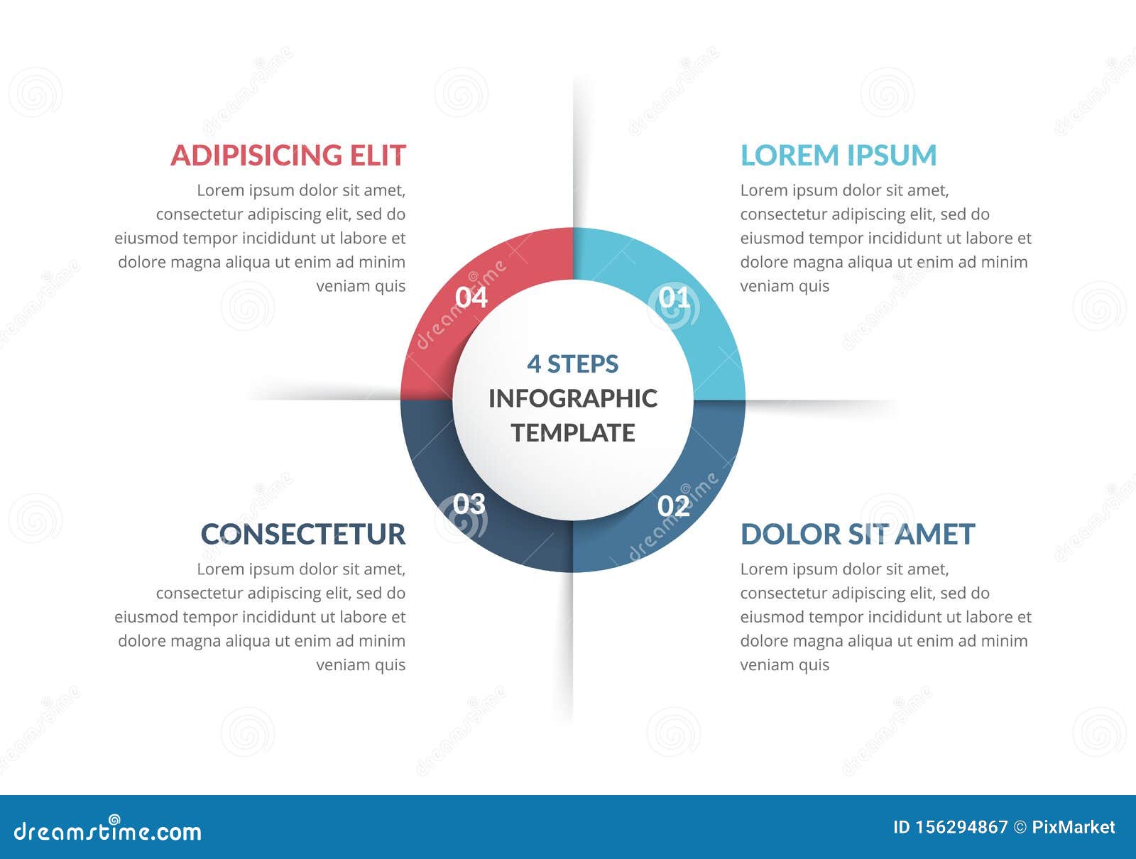 Circle Diagram with Four Elements Stock Vector - Illustration of info ...
