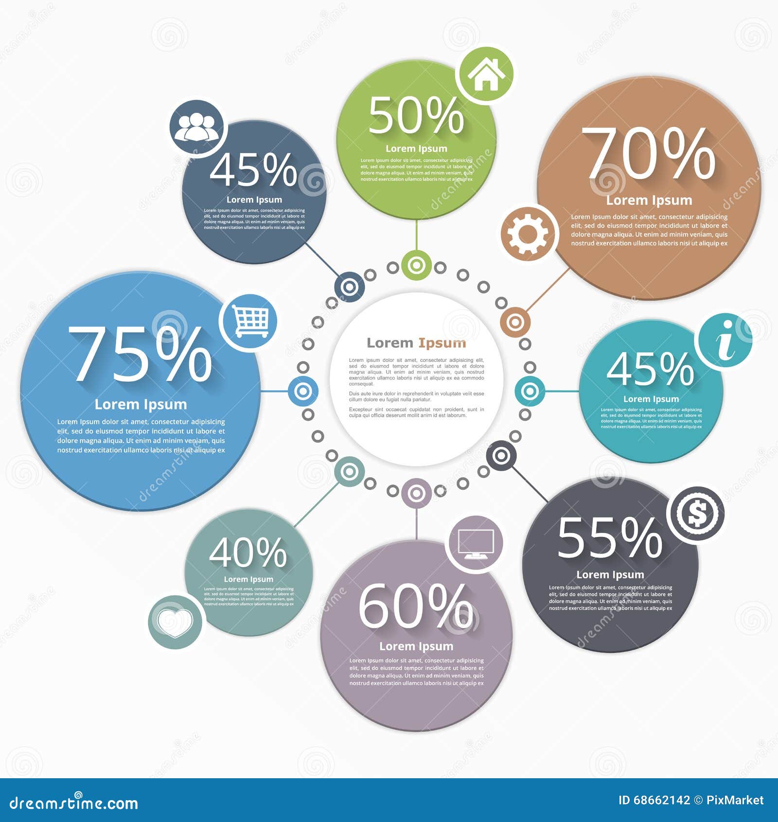 Circle Diagram with Percent Stock Vector - Illustration of percent ...