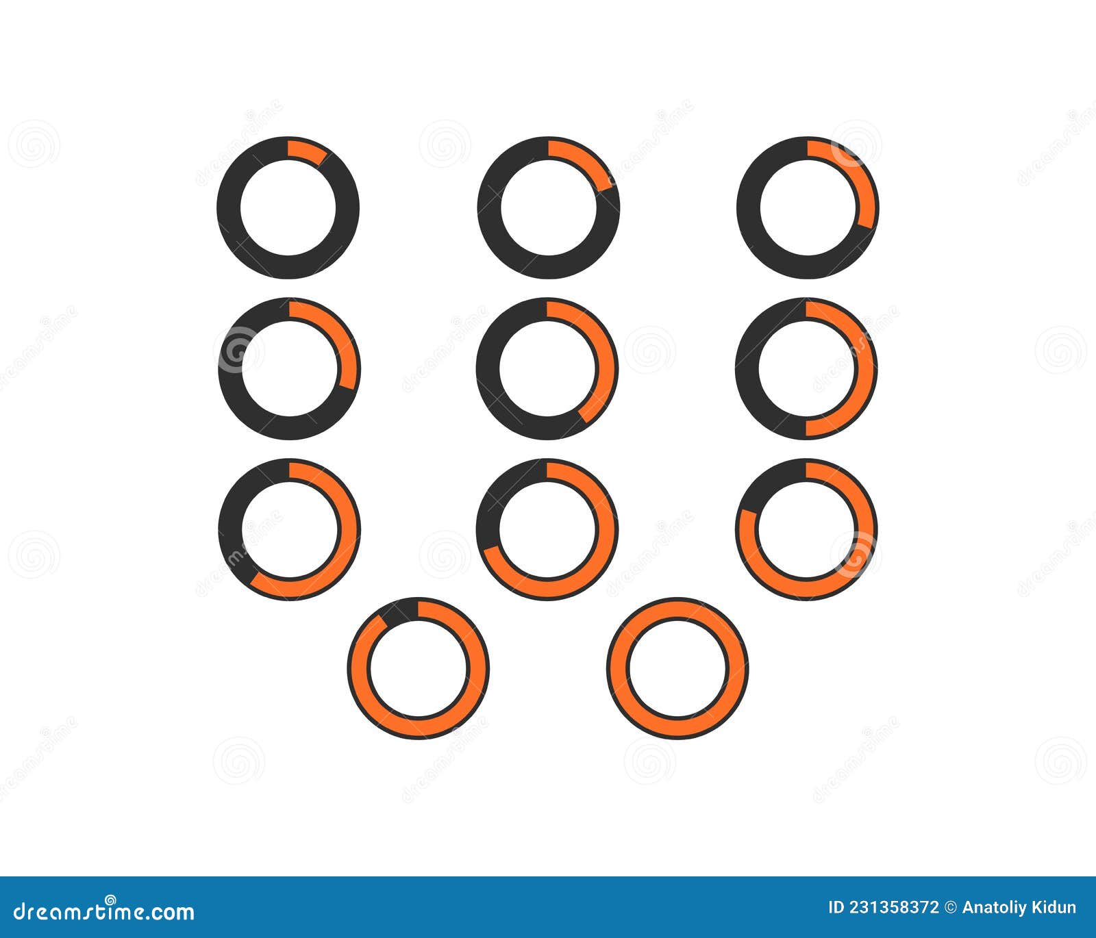 Circle Diagram Pie Charts Infographic Elements. Progress Wheel Vector ...