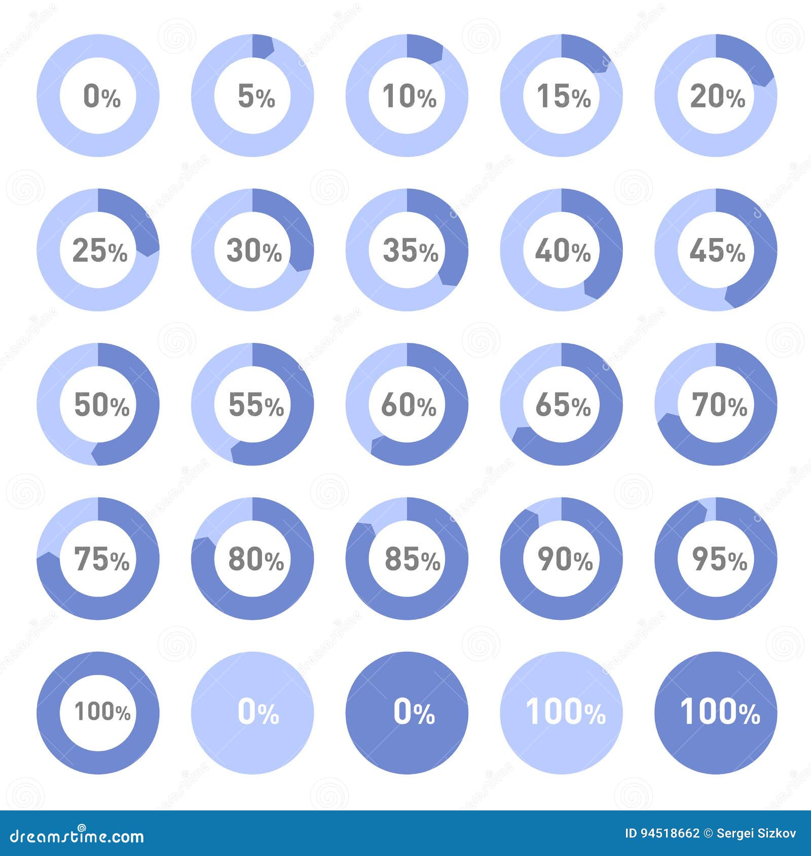 Progress Wheel Pie Charts Infographic Cartoon Vector | CartoonDealer ...