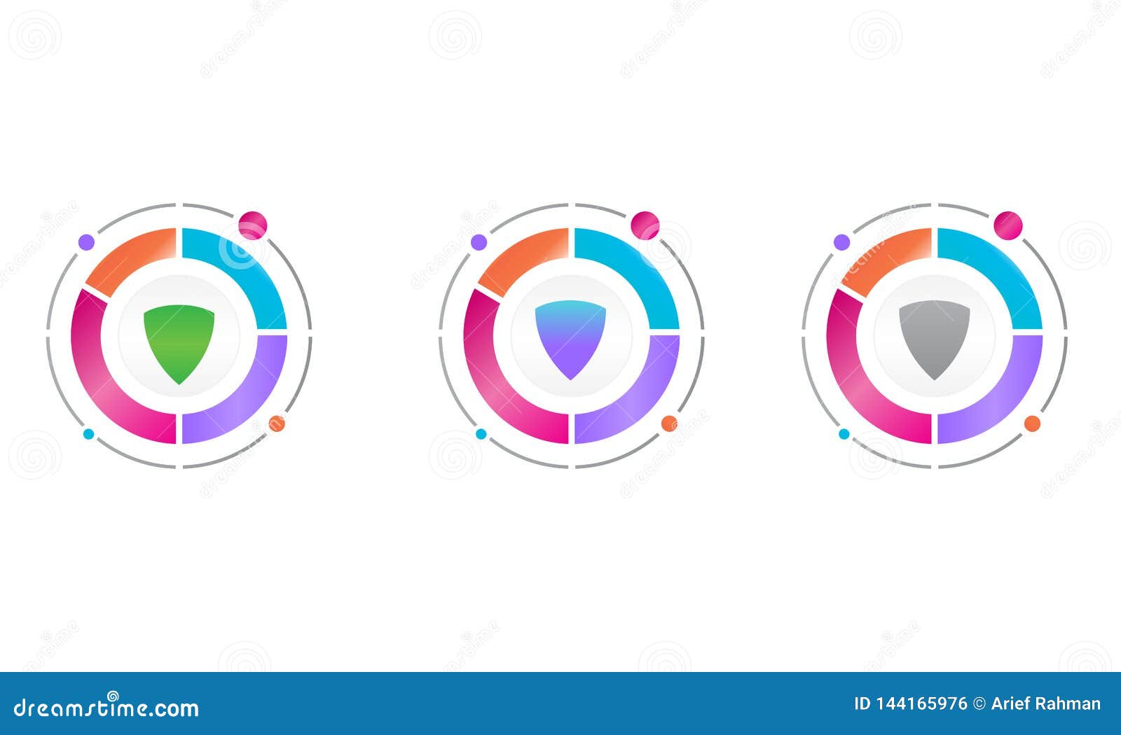 Circle Diagram with Protection Shield Icon . Vector Icon Concept Stock ...