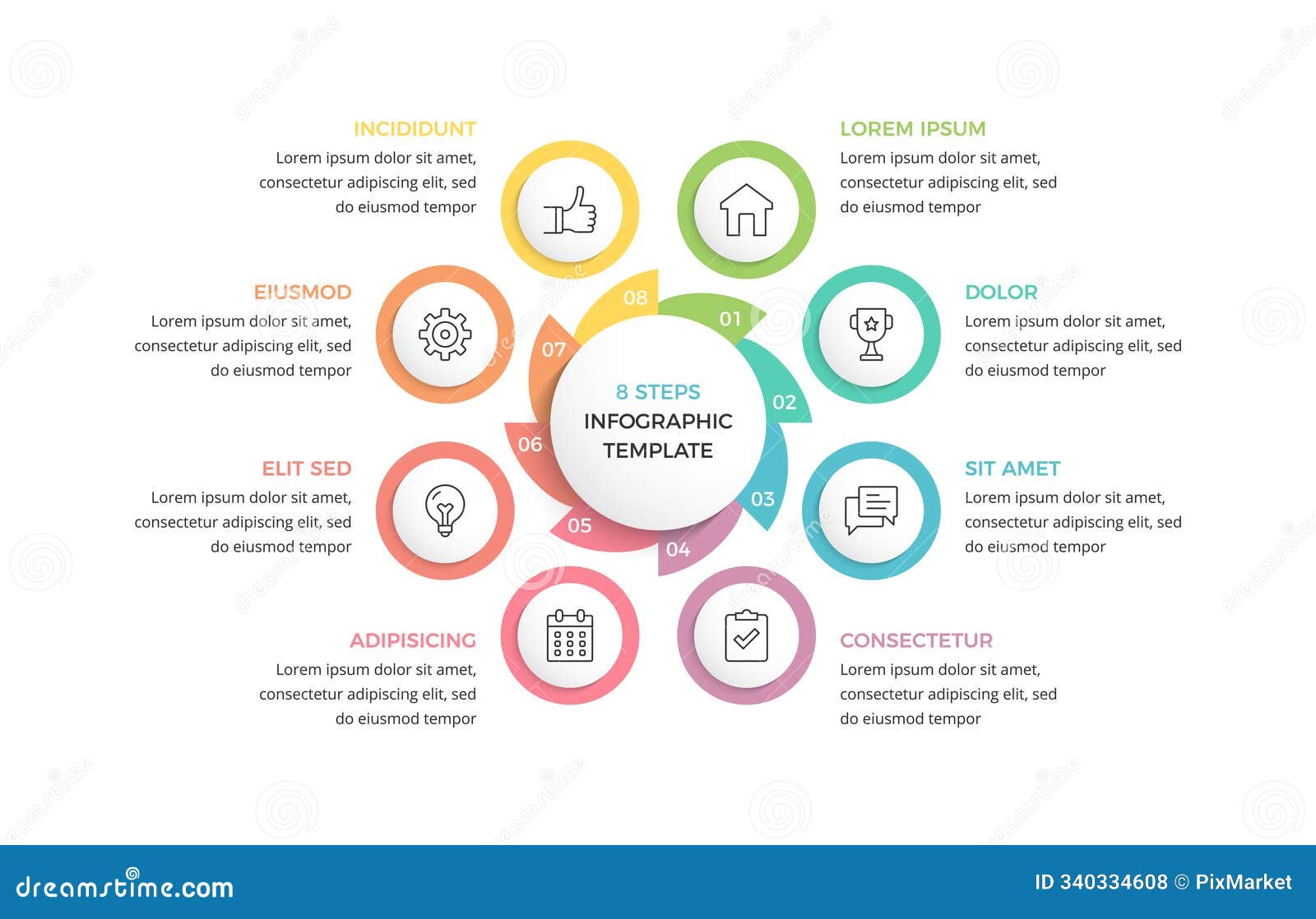 Circle Diagram with 8 Segments Stock Vector - Illustration of sign ...