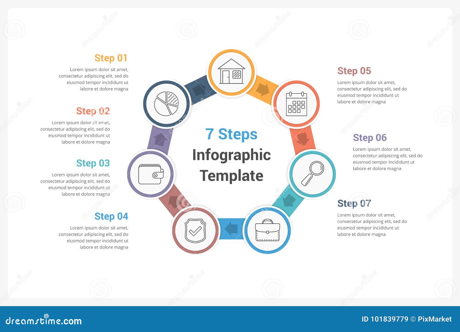Circle Diagram with Seven Elements Stock Vector - Illustration of ...