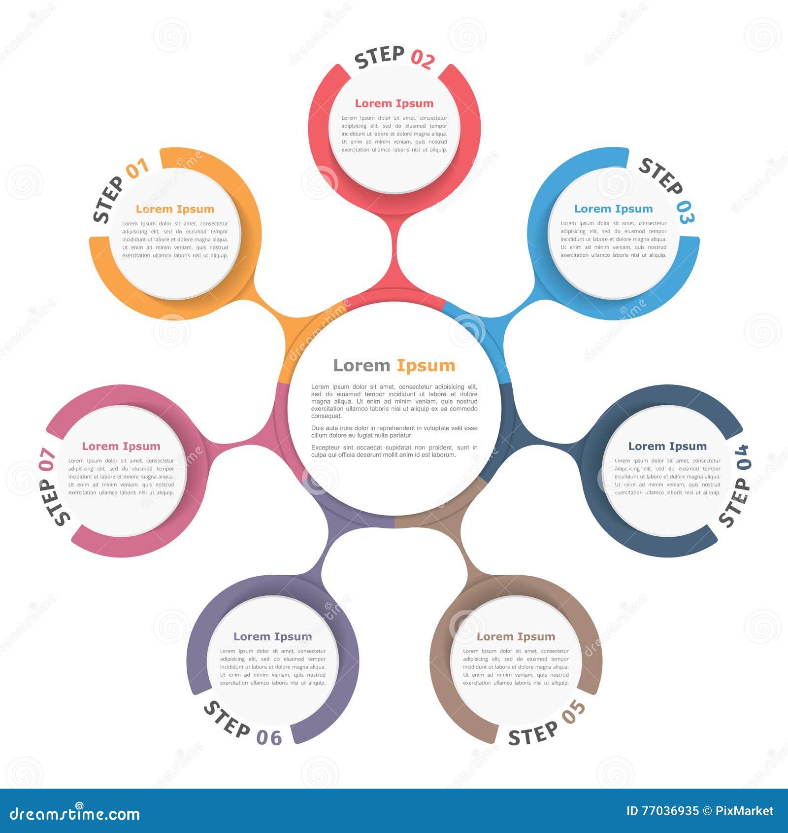 Diagram With Seven Circles Connected By Thin Lines. Template For Cycle ...