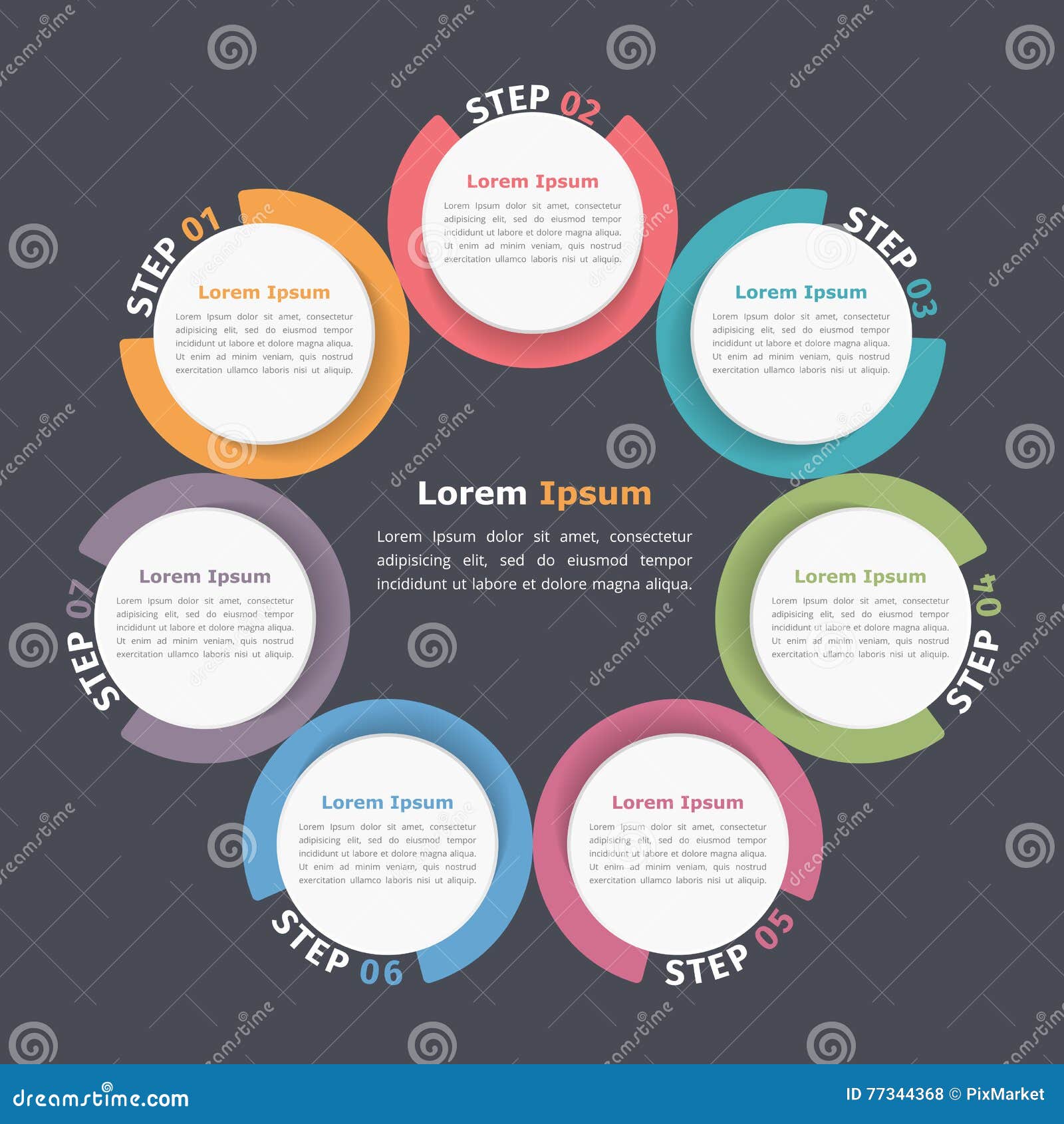 Circle Diagram Seven Elements Stock Vector - Illustration of ...