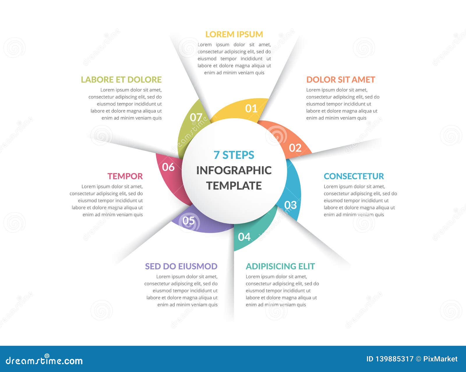 Circle Diagram - Seven Elements Stock Vector - Illustration of graphic ...