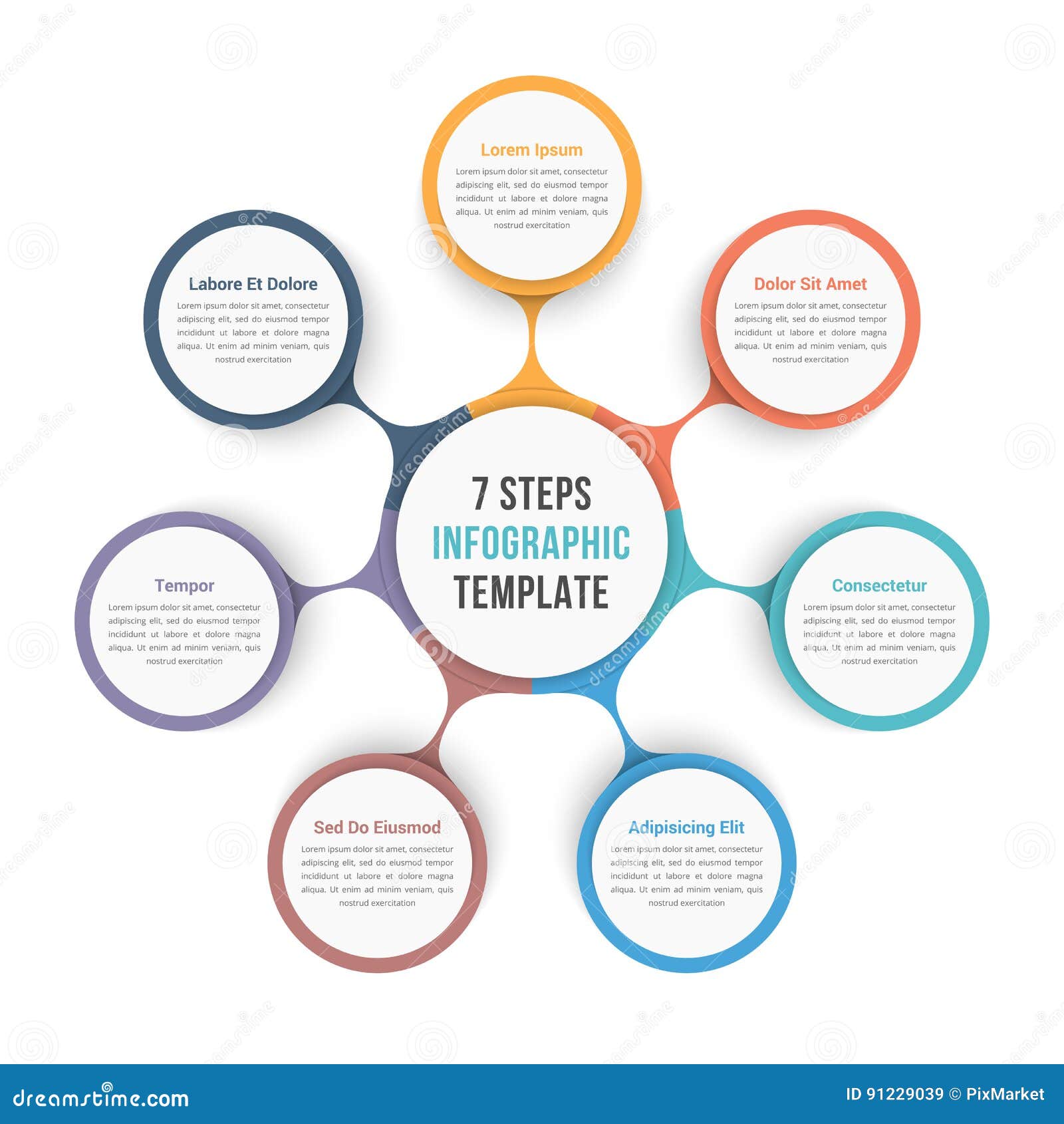 Circle Diagram with Seven Steps Stock Vector - Illustration of concept ...