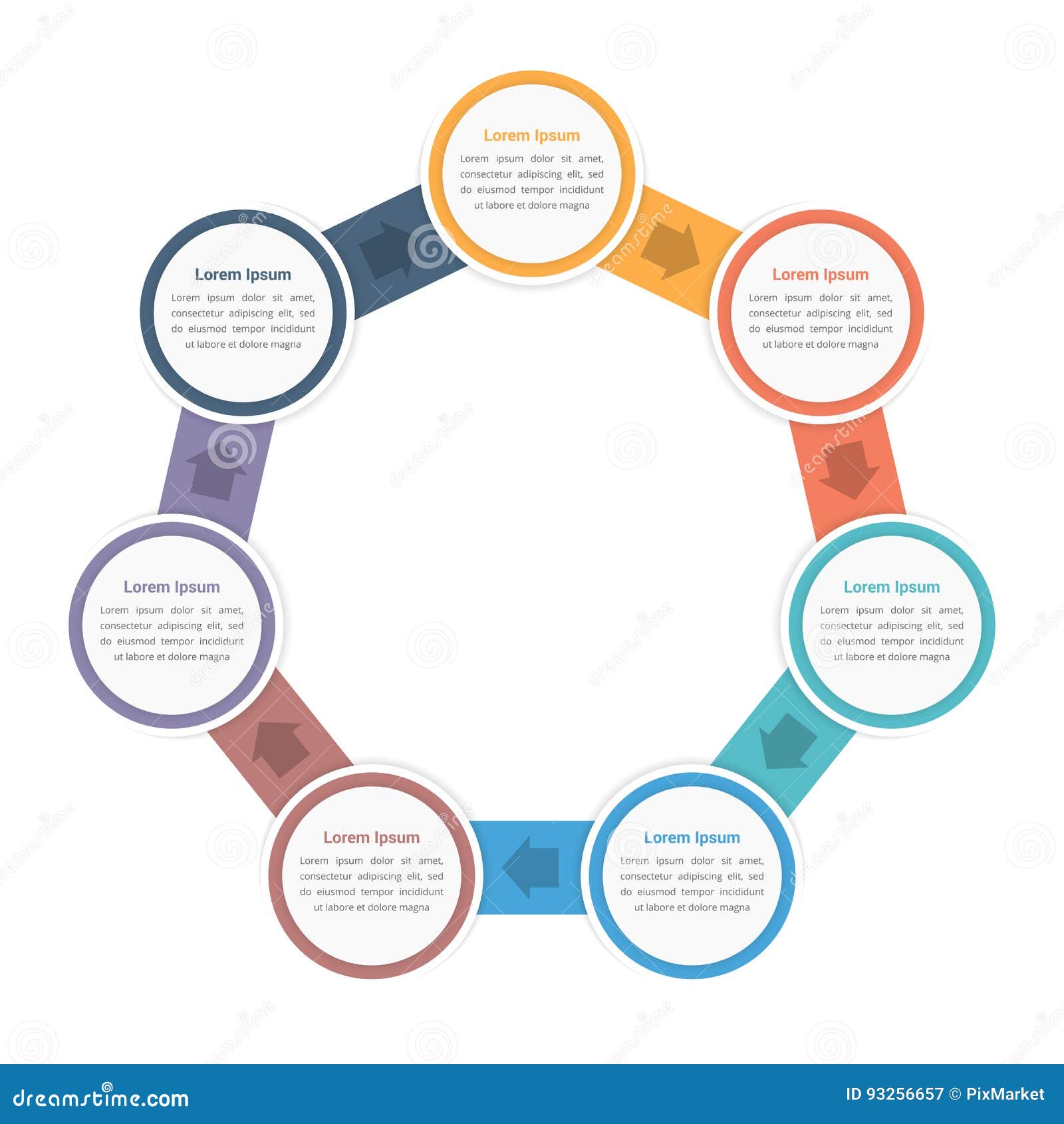Circle Diagram with Seven Steps Stock Vector - Illustration of circle ...