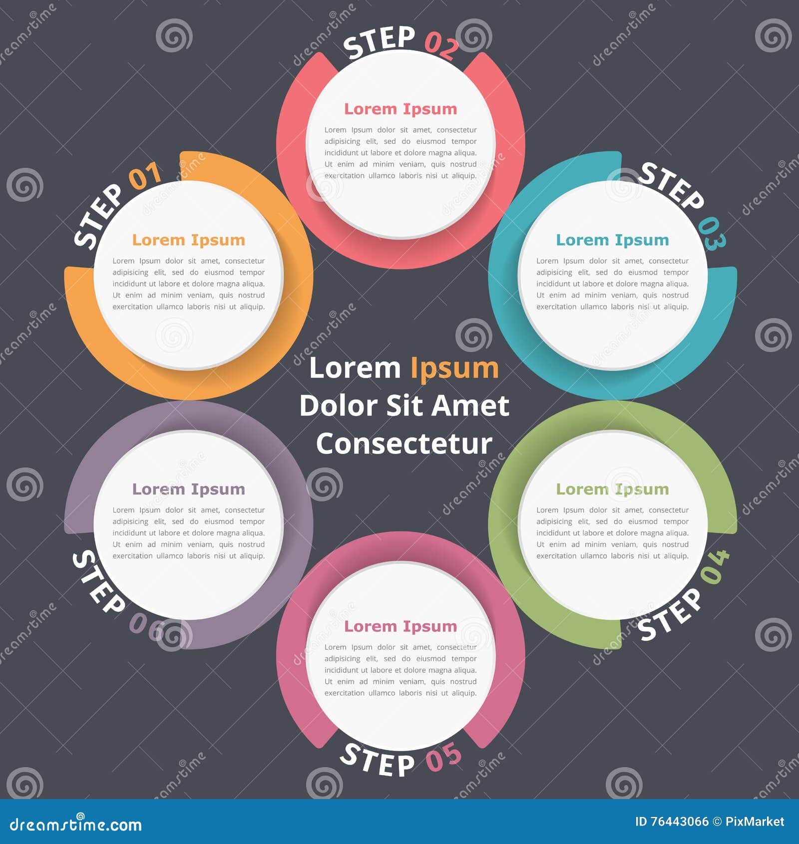 Circle Diagram Six Elements Stock Vector - Illustration of info ...