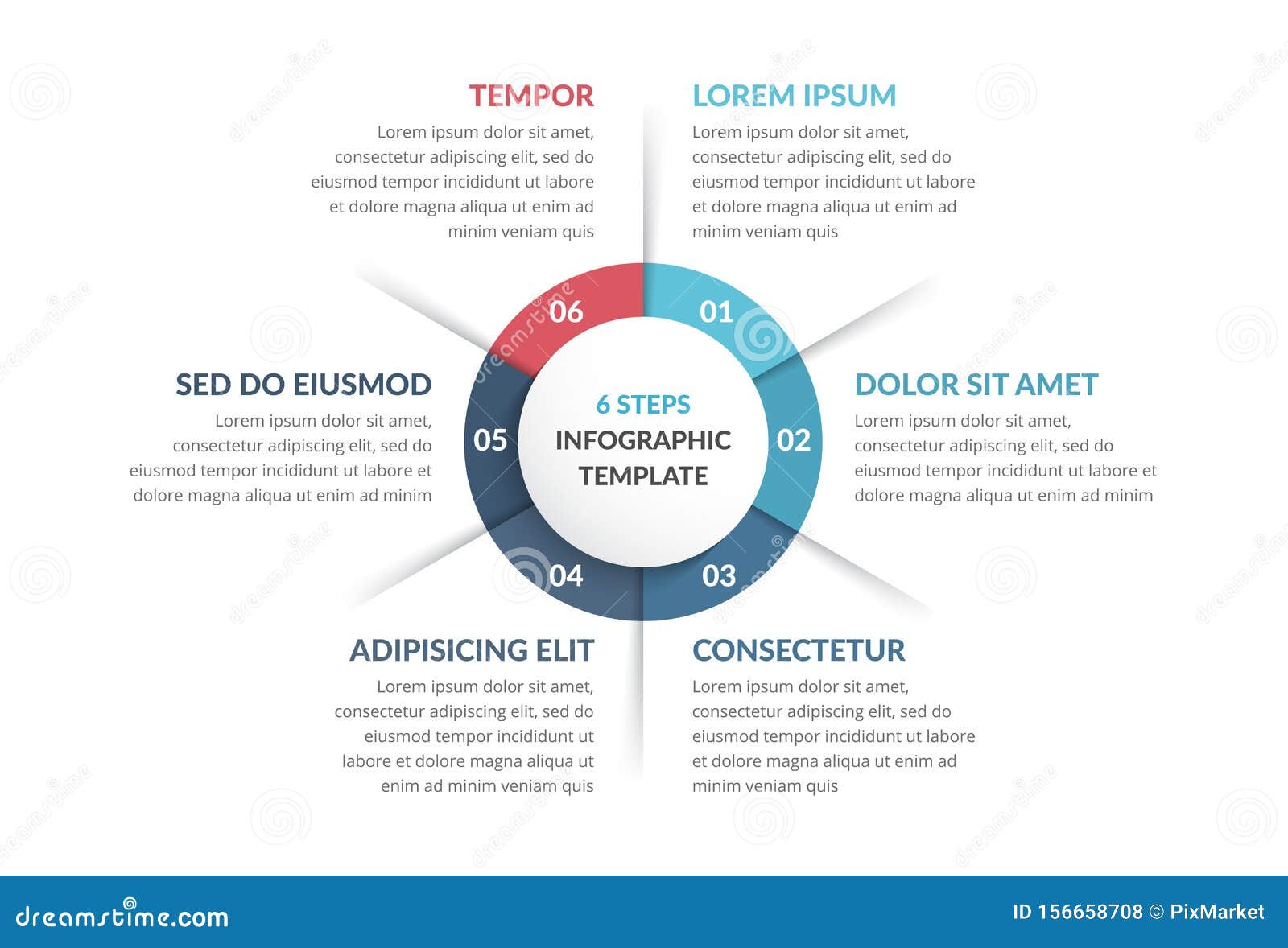 Circle Diagram with Six Elements Stock Vector - Illustration of layout ...