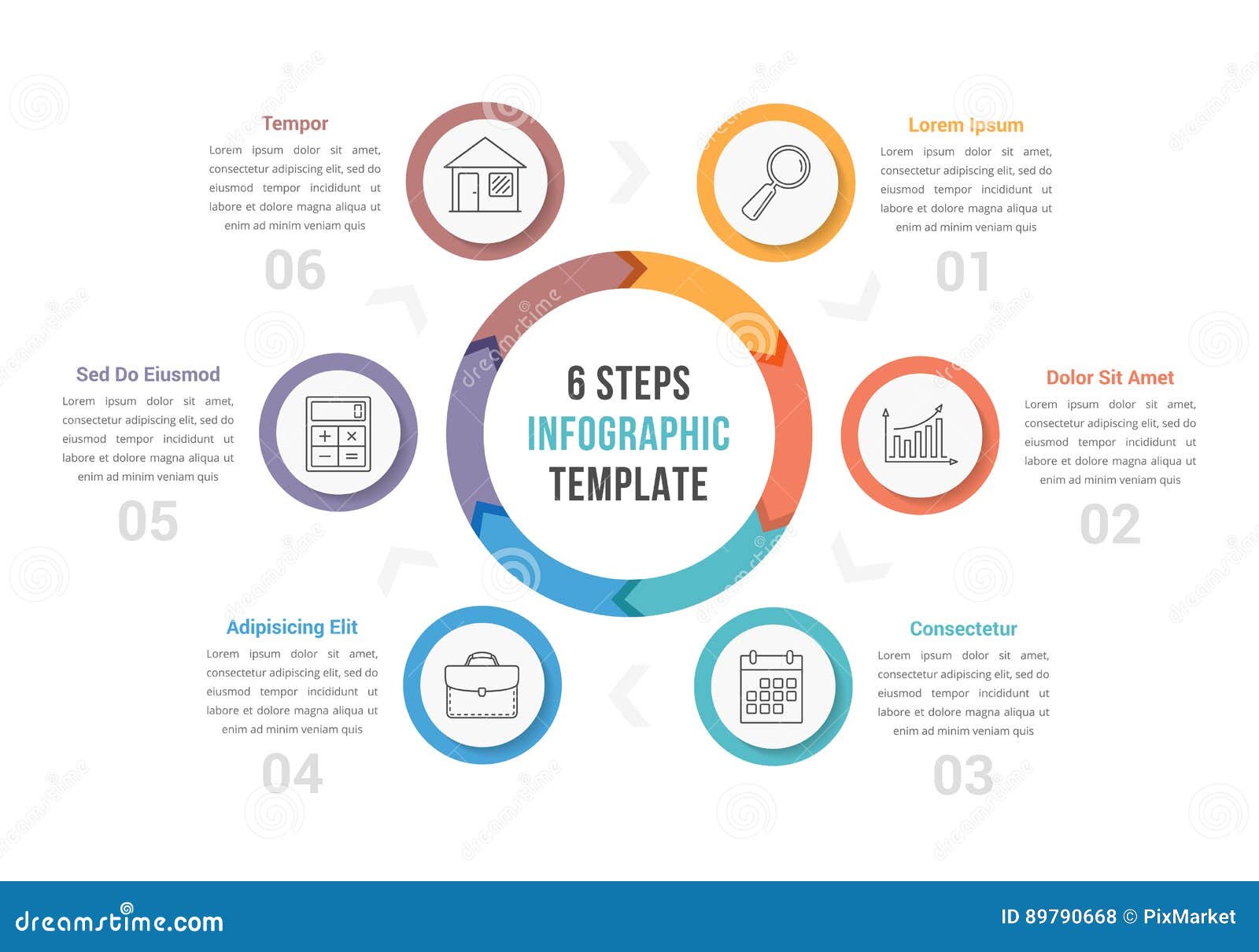 Circle Diagram with Six Steps Stock Vector - Illustration of infochart ...