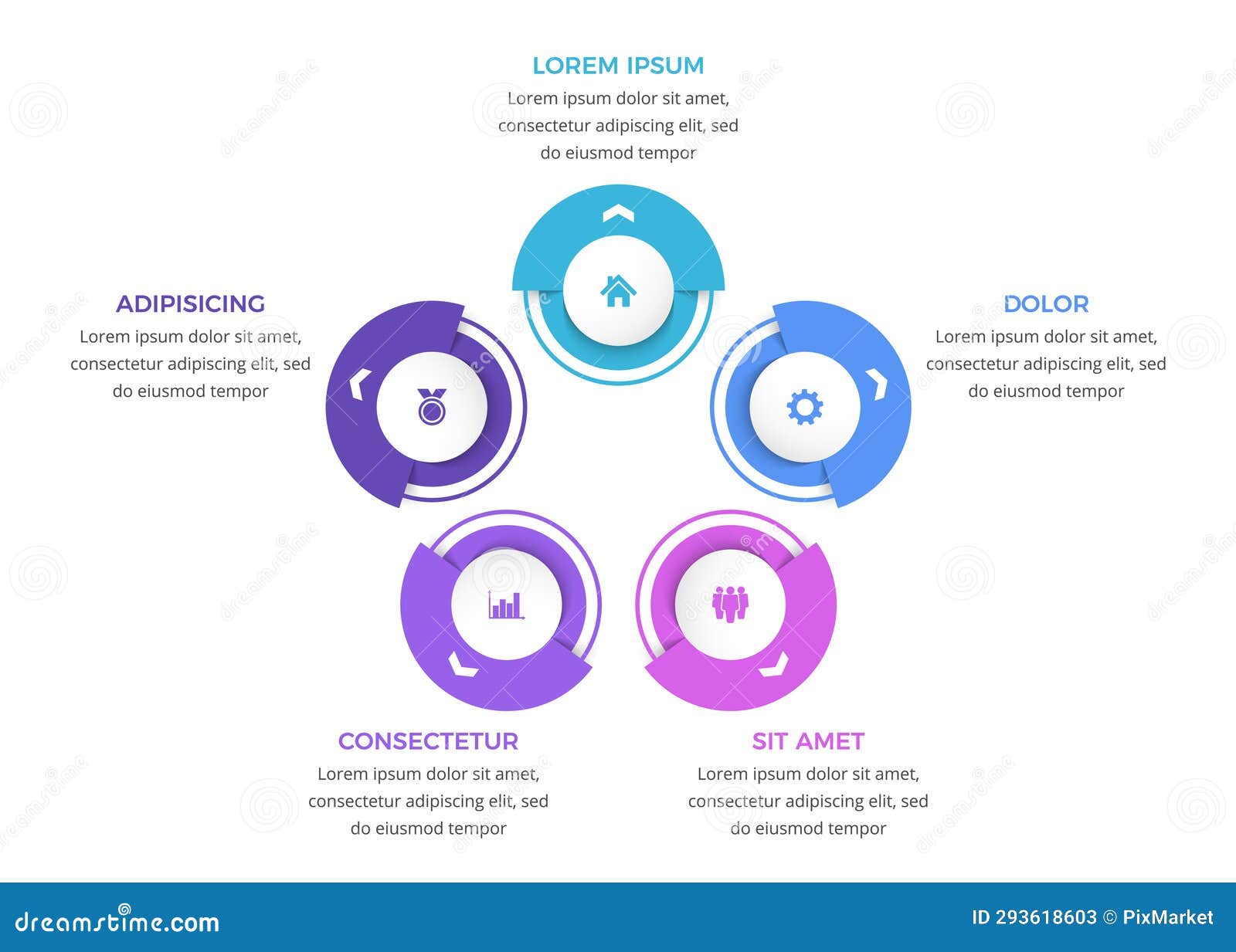 Circle Diagram Template - Five Elements Stock Vector - Illustration of ...