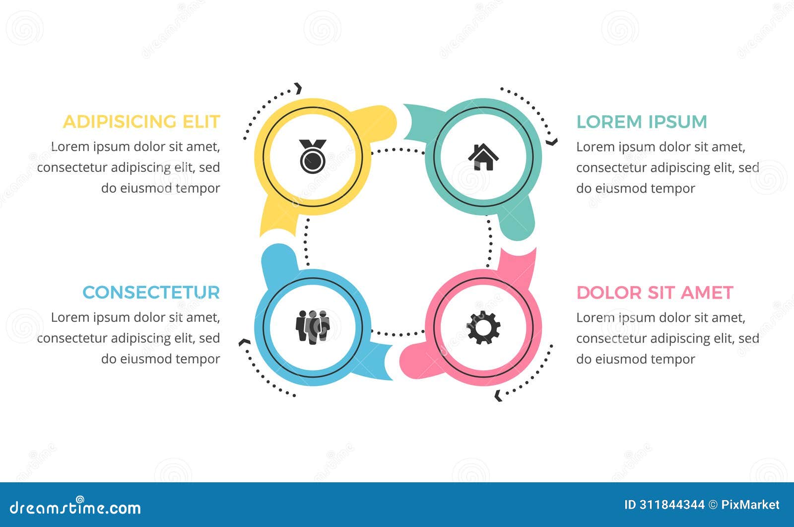 Circle Diagram Template - Four Elements Stock Vector - Illustration of ...