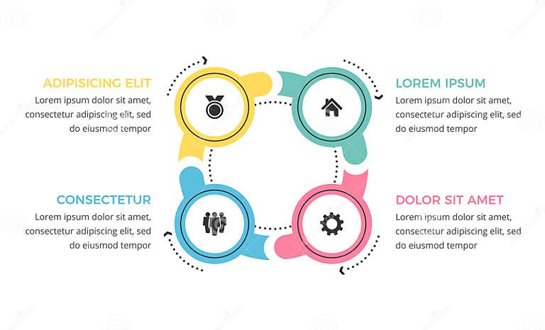Circle Diagram Template - Four Elements Stock Vector - Illustration of ...