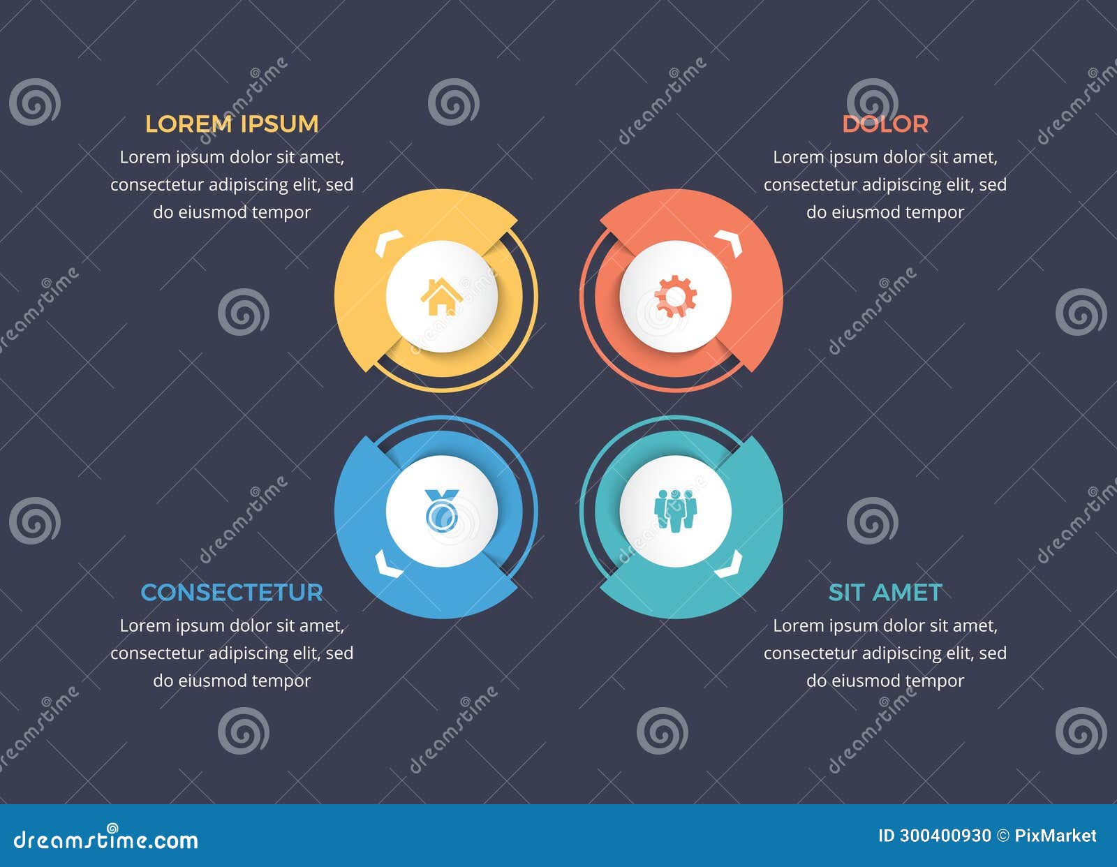 Circle Diagram Template - Four Elements Stock Illustration - Illustration of infographics ...